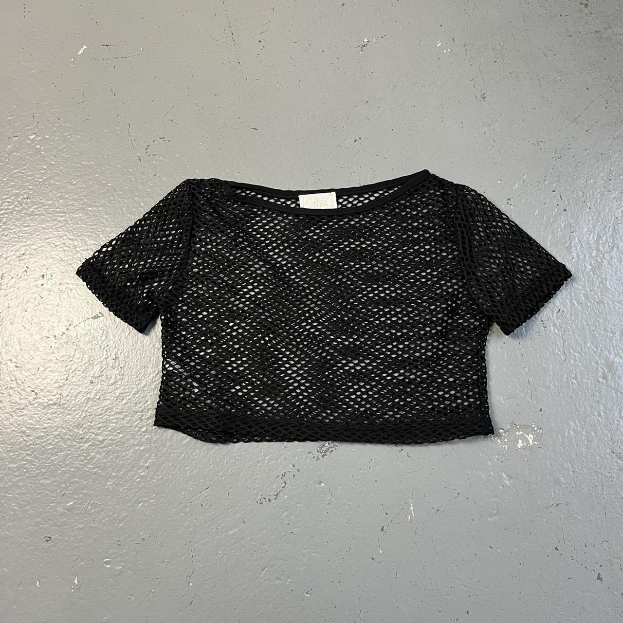 y2k netted crop top recommend 4/6, seen on an 8 v... - Depop