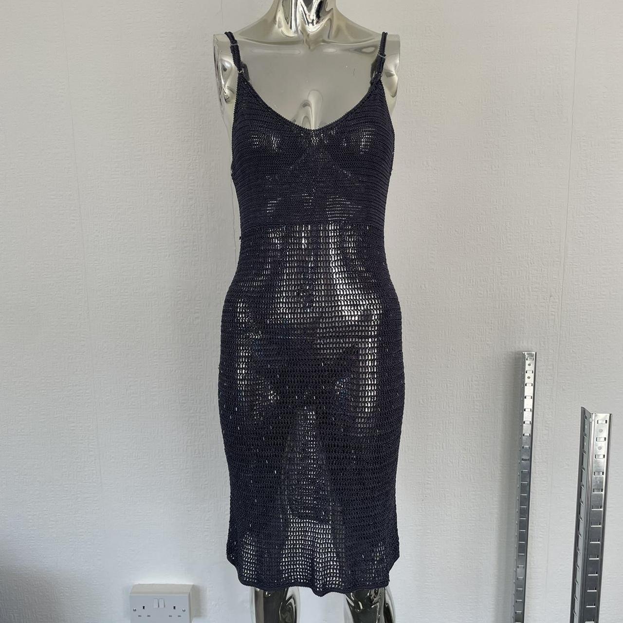 Y2k sequin dark blue / purple crochet mini... - Depop