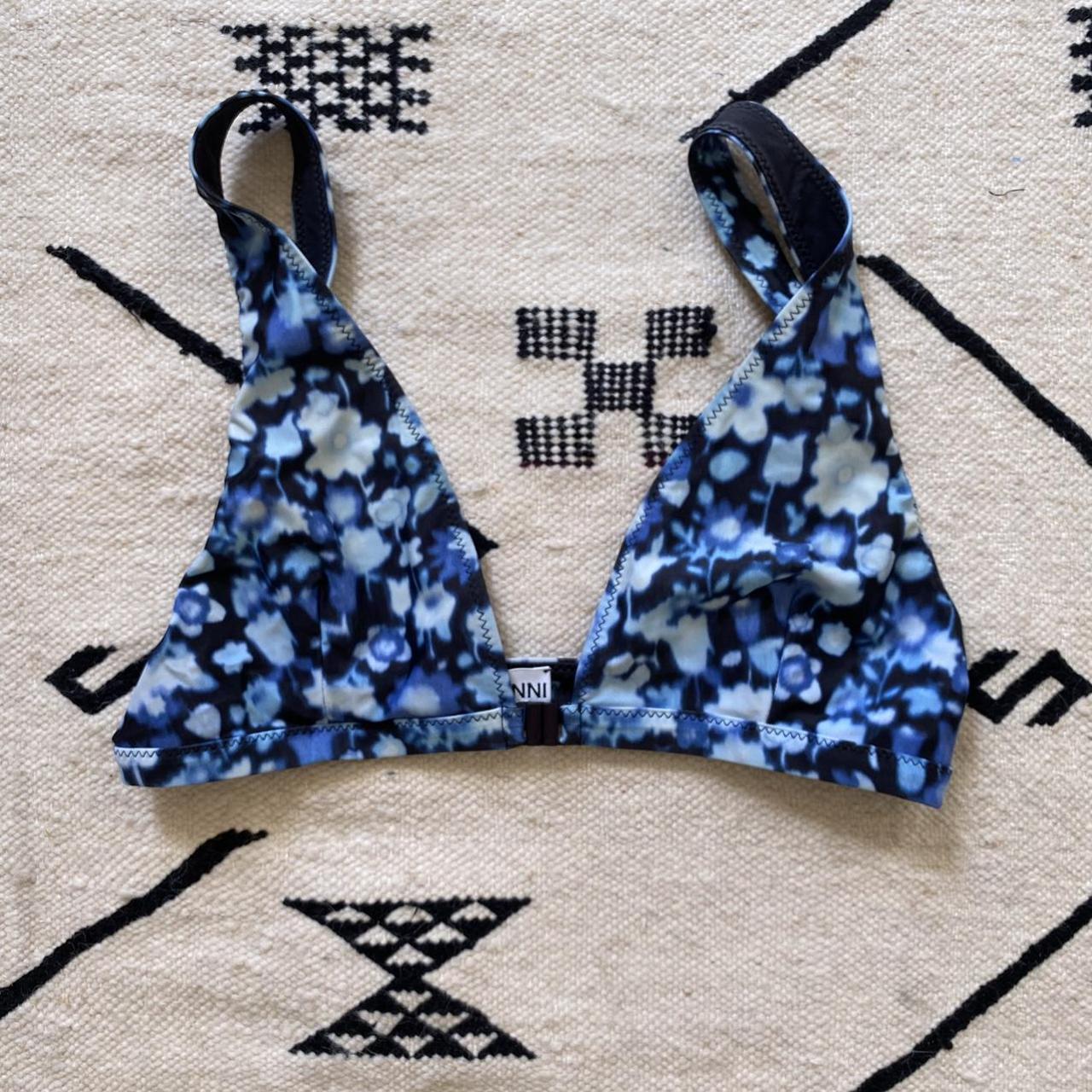 Ganni Women's Black and Blue Swimsuit-one-piece | Depop