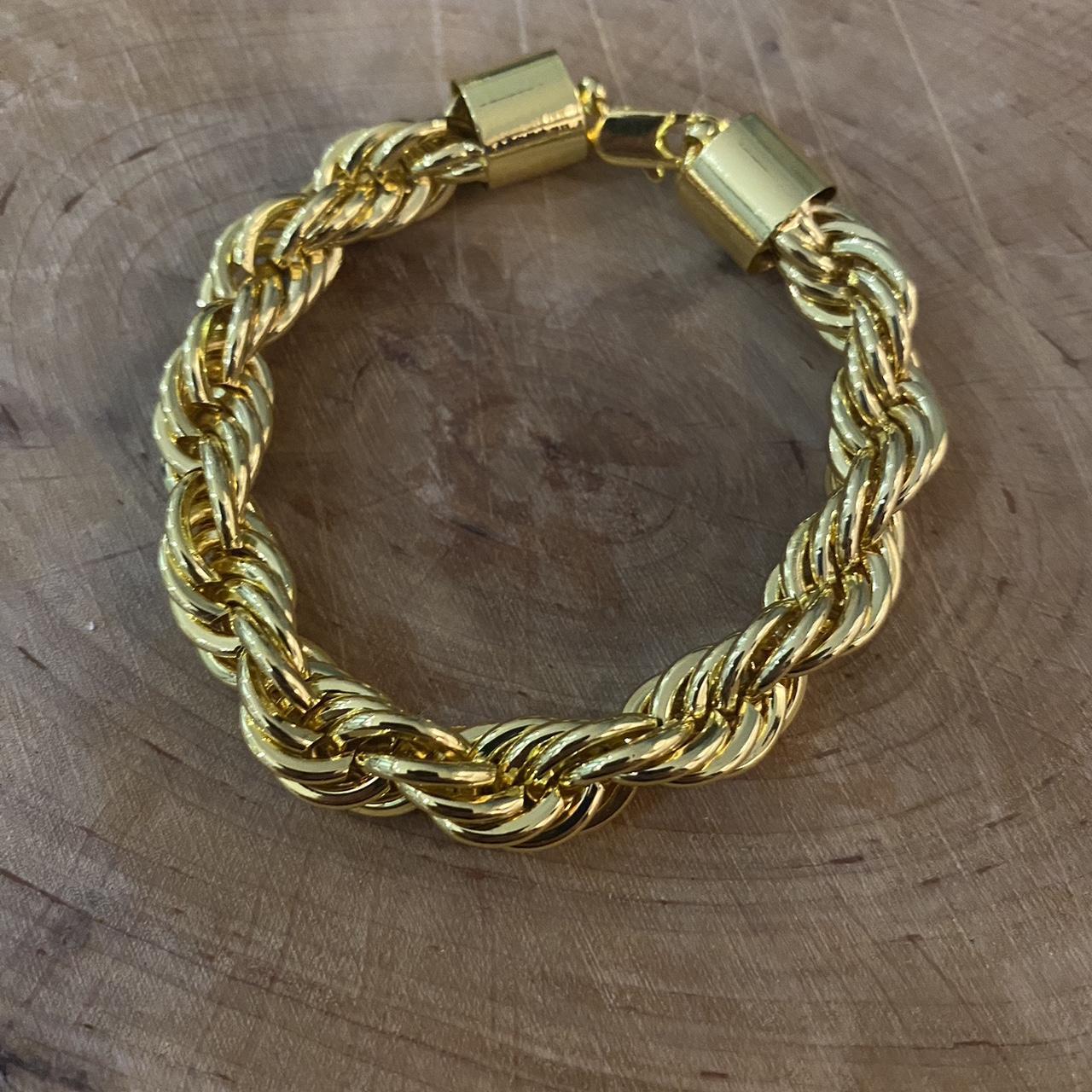 Women's Gold Plated Rope Bracelet | Elegant Twist... - Depop