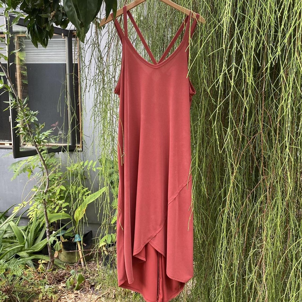 apricot maxi lounge dress super comfy layered style... | Depop