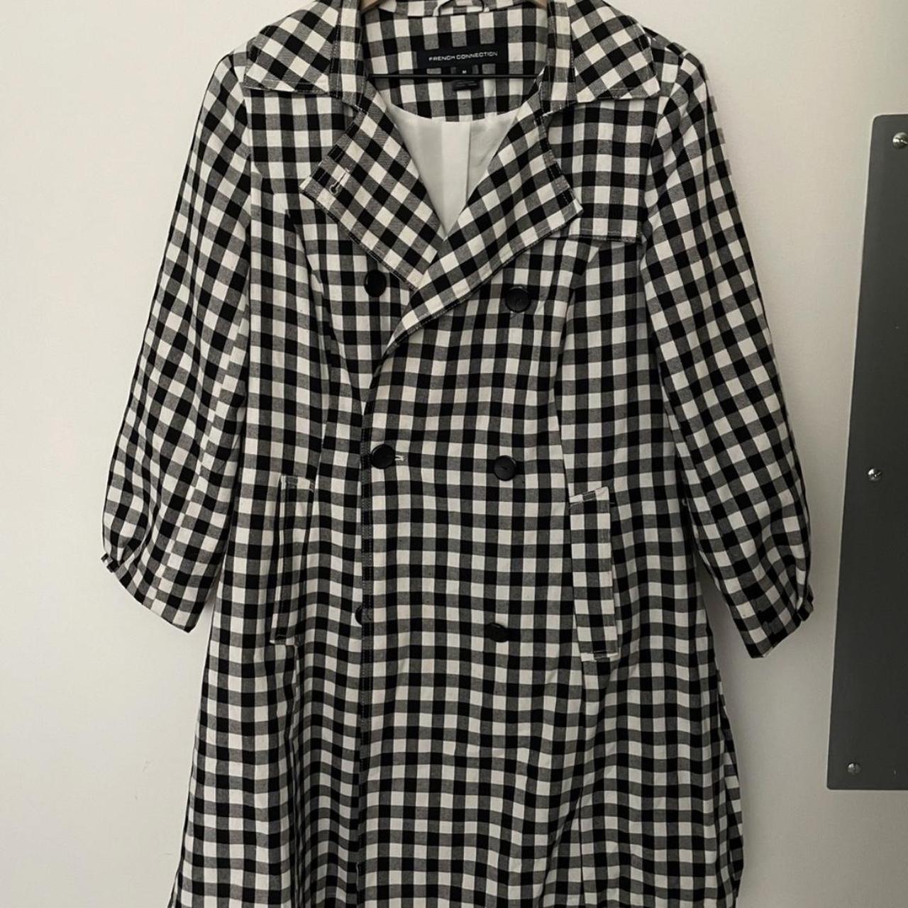 French Connection Plaid Trench Coat Size M French... - Depop