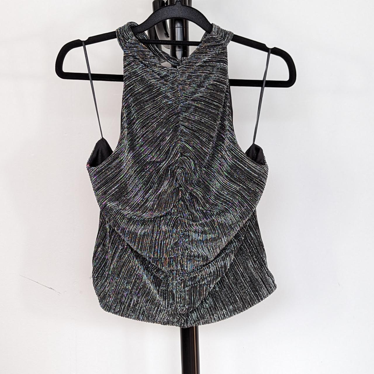 Zara Metallic Thread Halter Neck Top Ruched front... | Depop