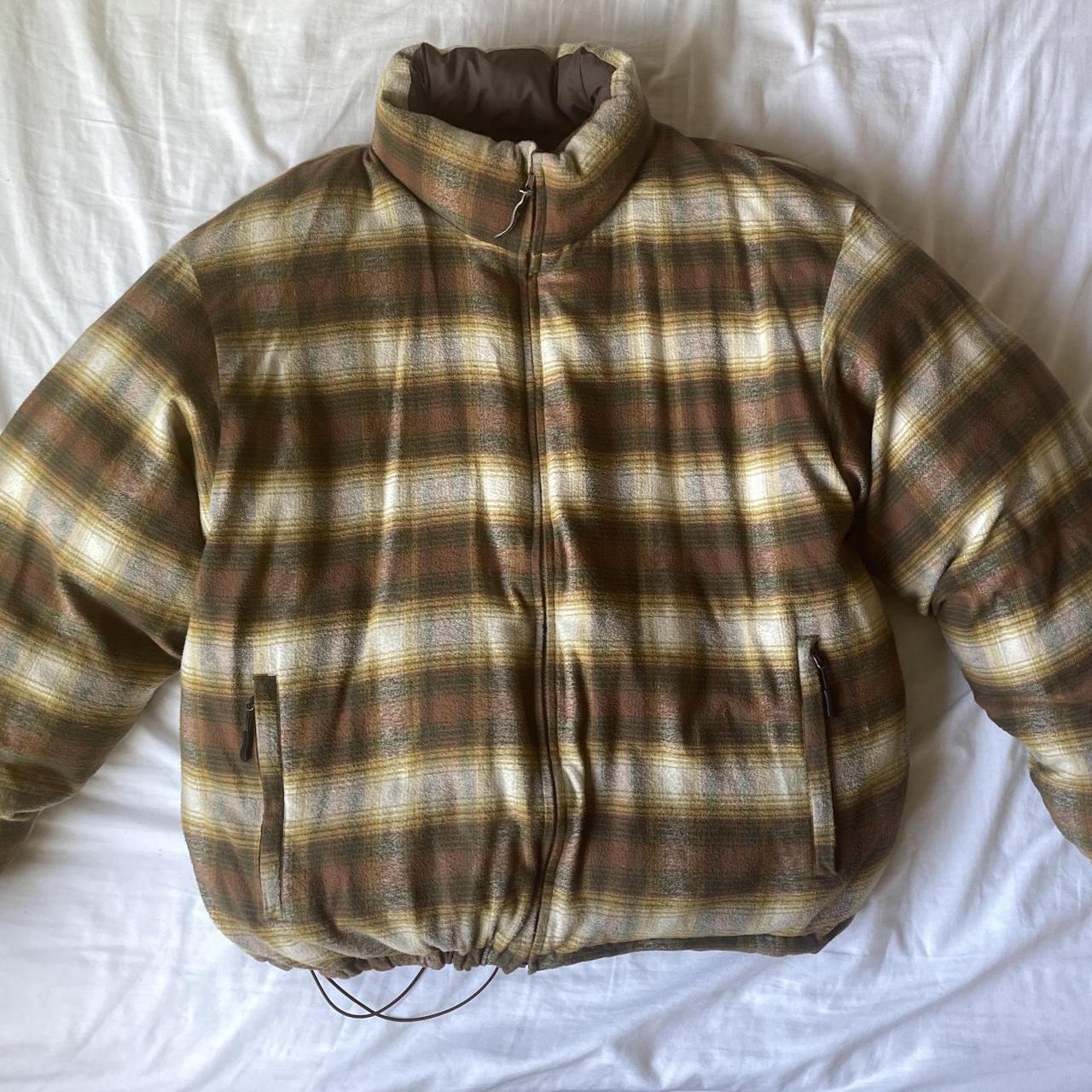 Supreme Flannel Reversible Puffer Jacket xL small... - Depop