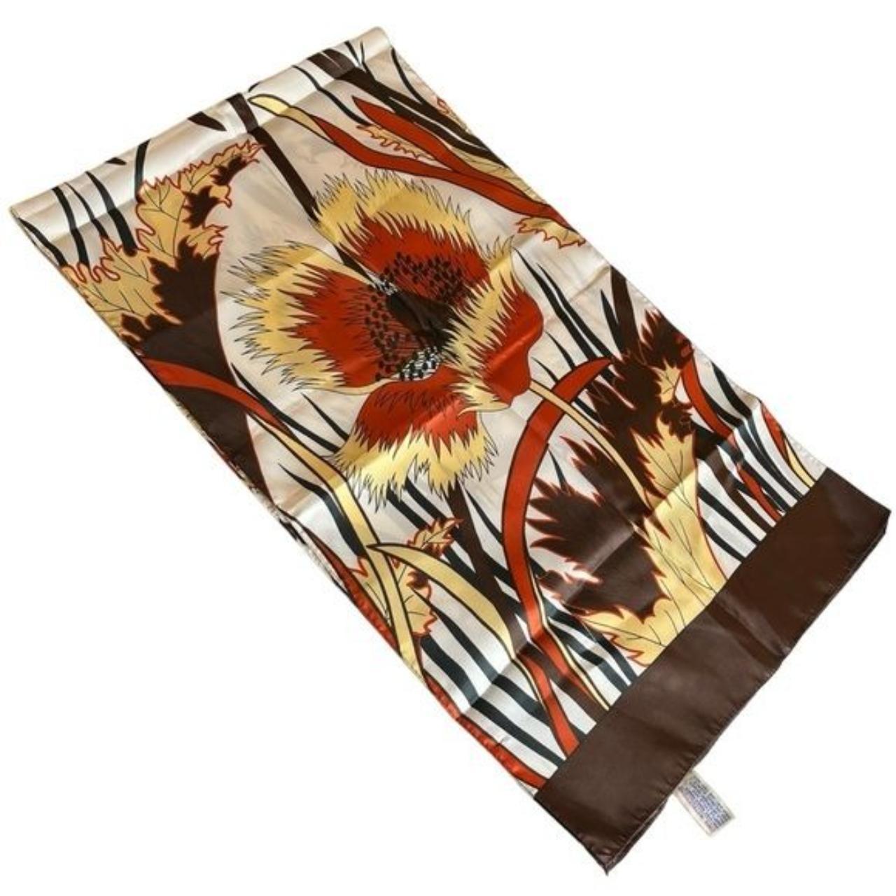 Vintage 60s-70s Paoli Fall Floral Scarf, Rectangular... | Depop
