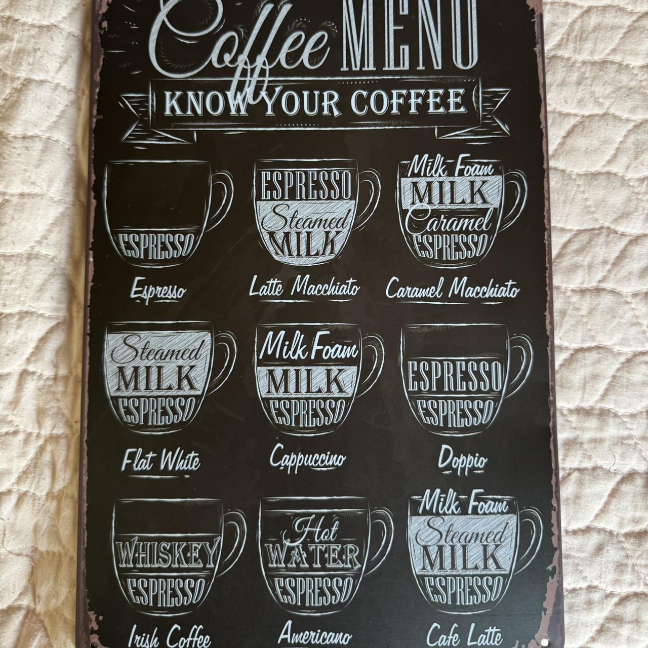 Retro black and white coffee menu sign home #coffee... | Depop