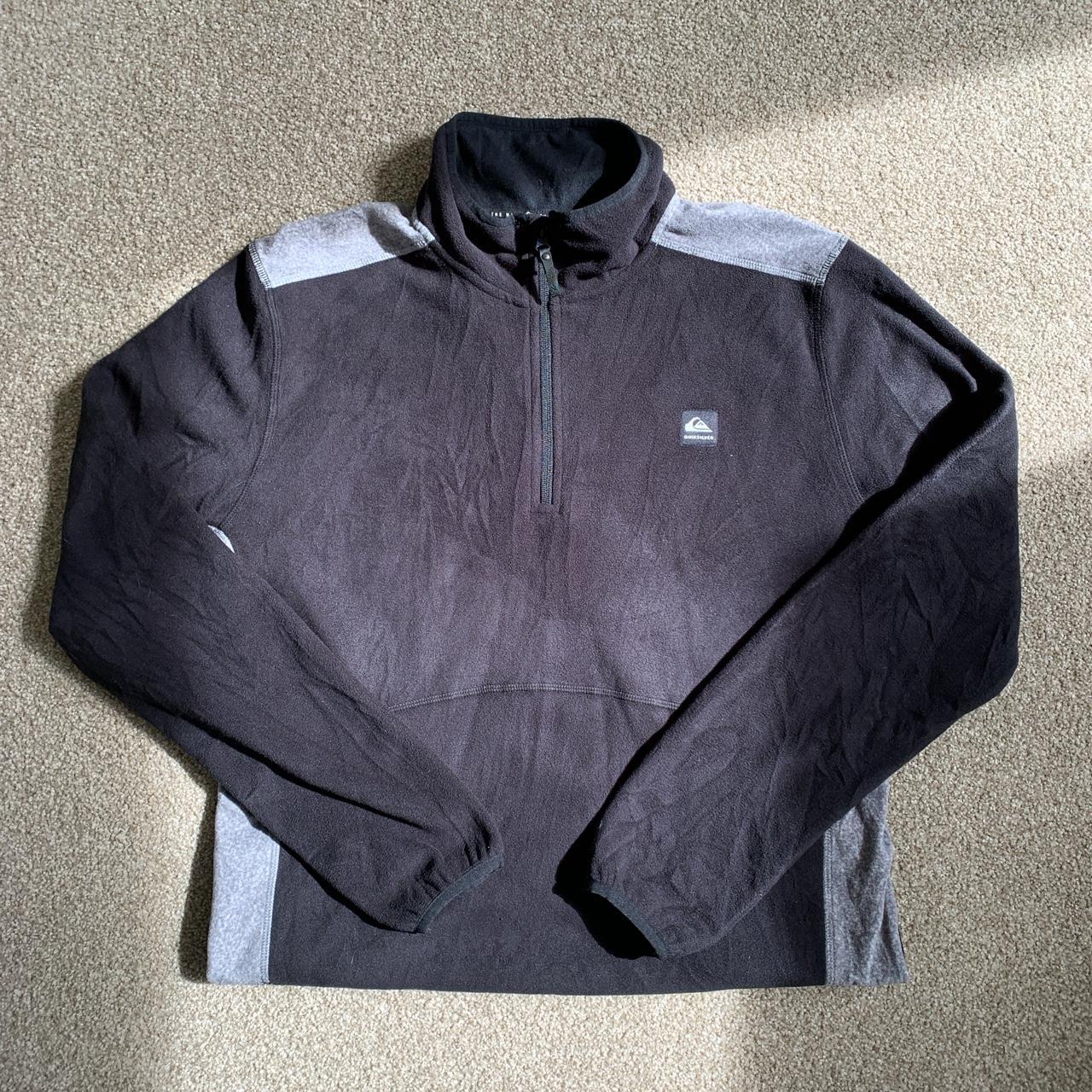 quicksilver quarter zip up fleece in grey and navy -... - Depop
