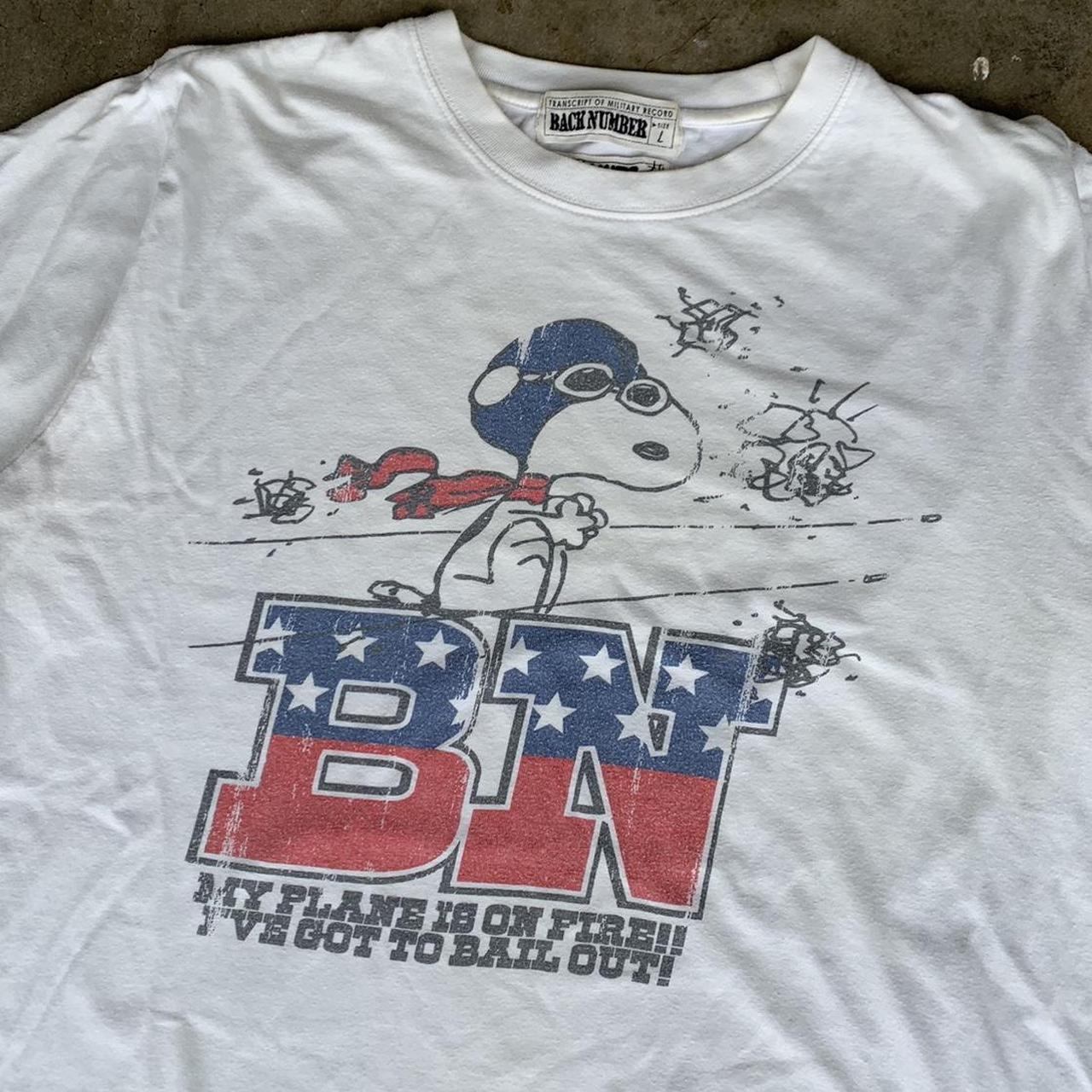 2000s peanuts back number tshirt size L - big front... - Depop
