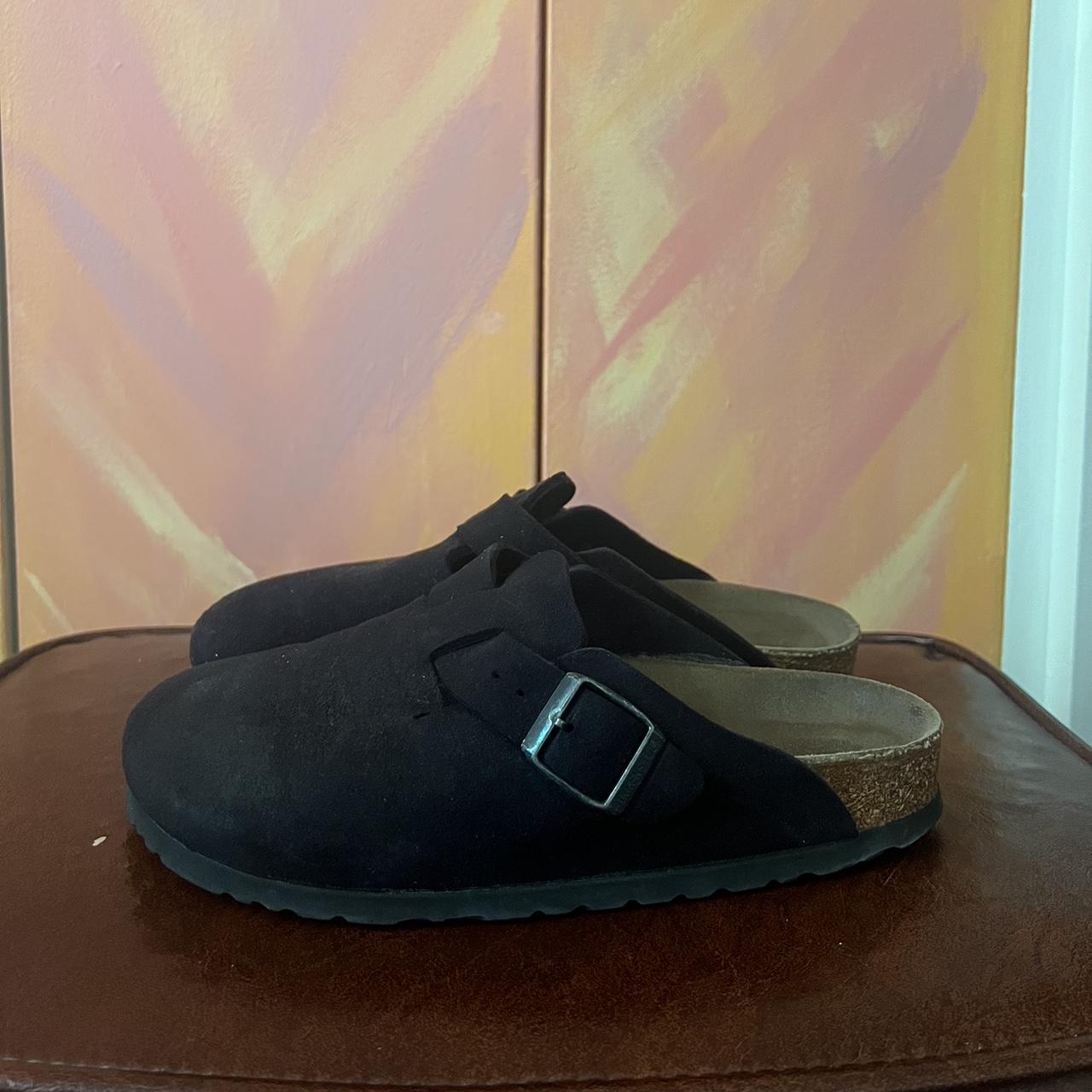 Black suede Birkenstock clogs with cork footbed.... - Depop