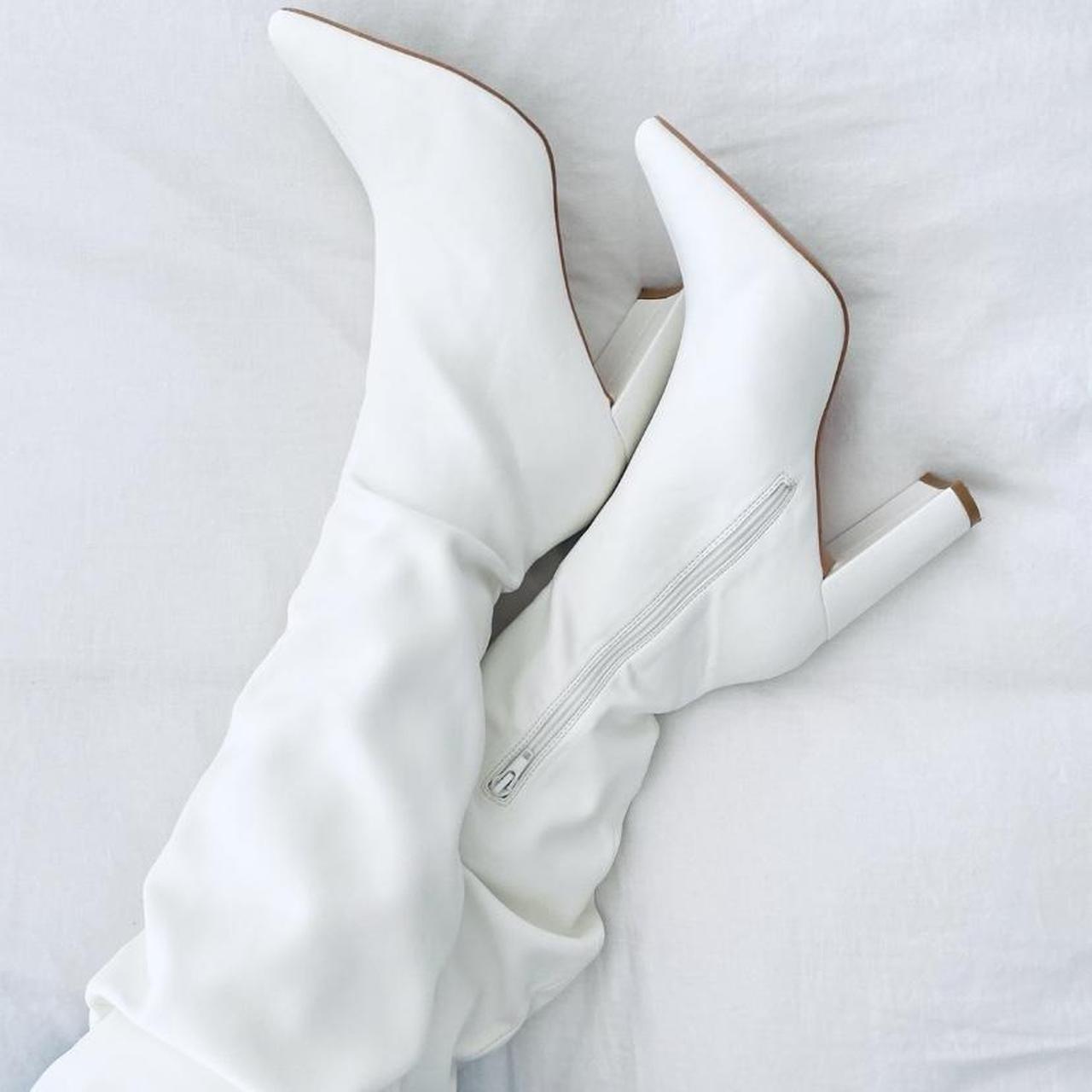 Boohoo Women's White Boots | Depop