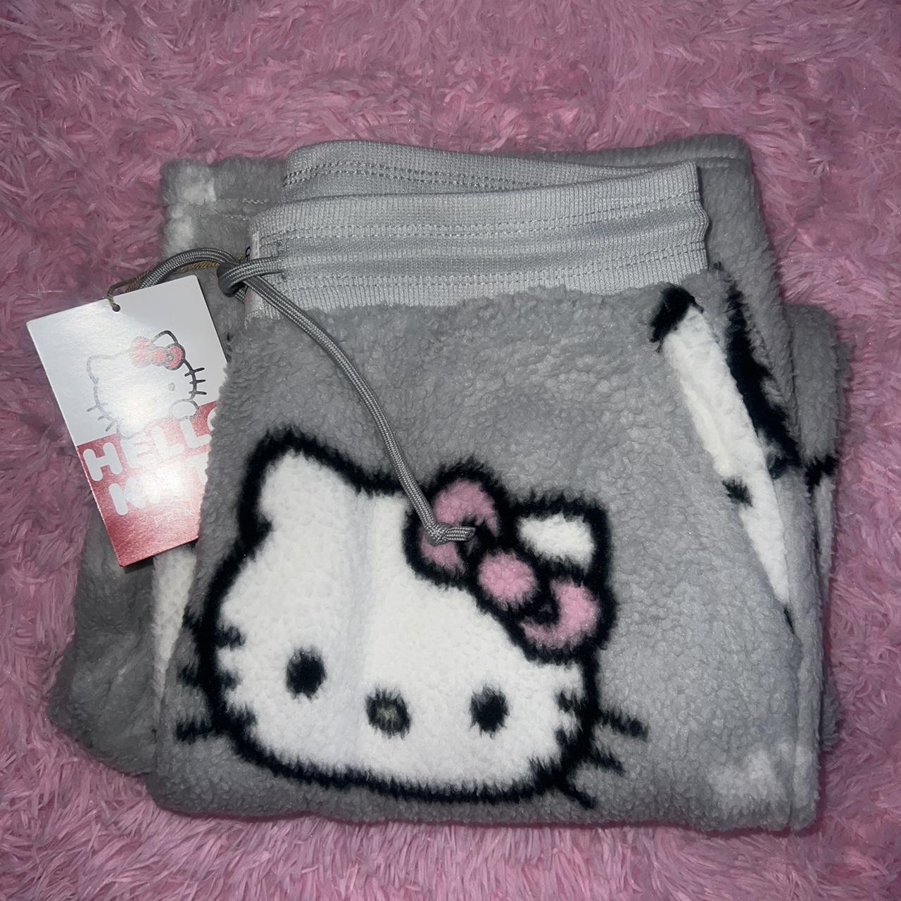 🎀Hello Kitty x Primark Grey Fleece Pj Bottoms... - Depop