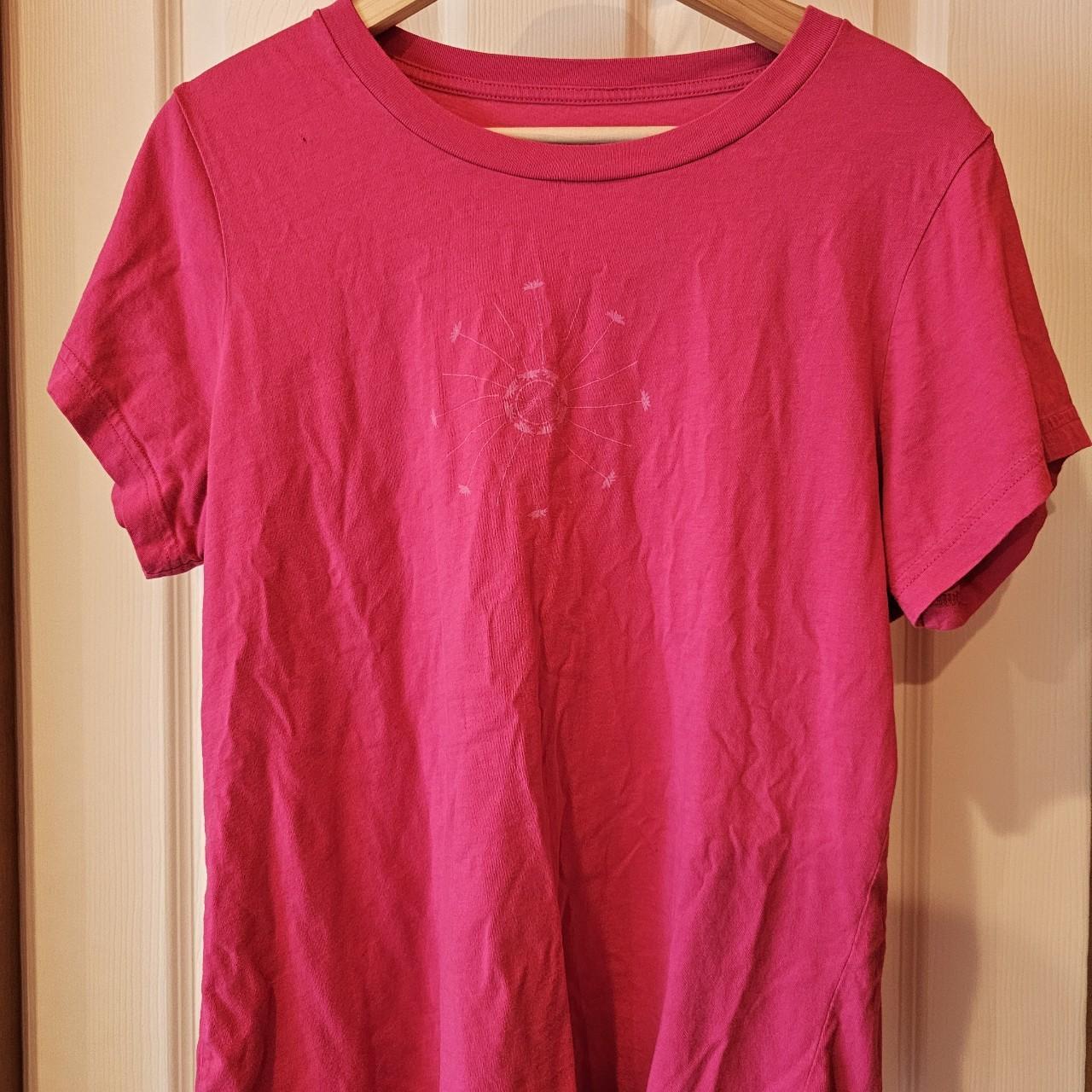 hot pink keen t-shirt. tiny pinprick hole near... - Depop
