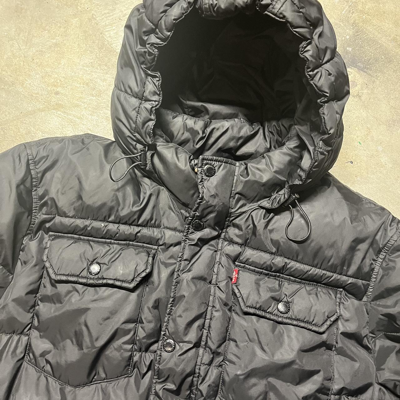 LEVIS DOWN HOODED PUFFER JACKET Good condition.... - Depop