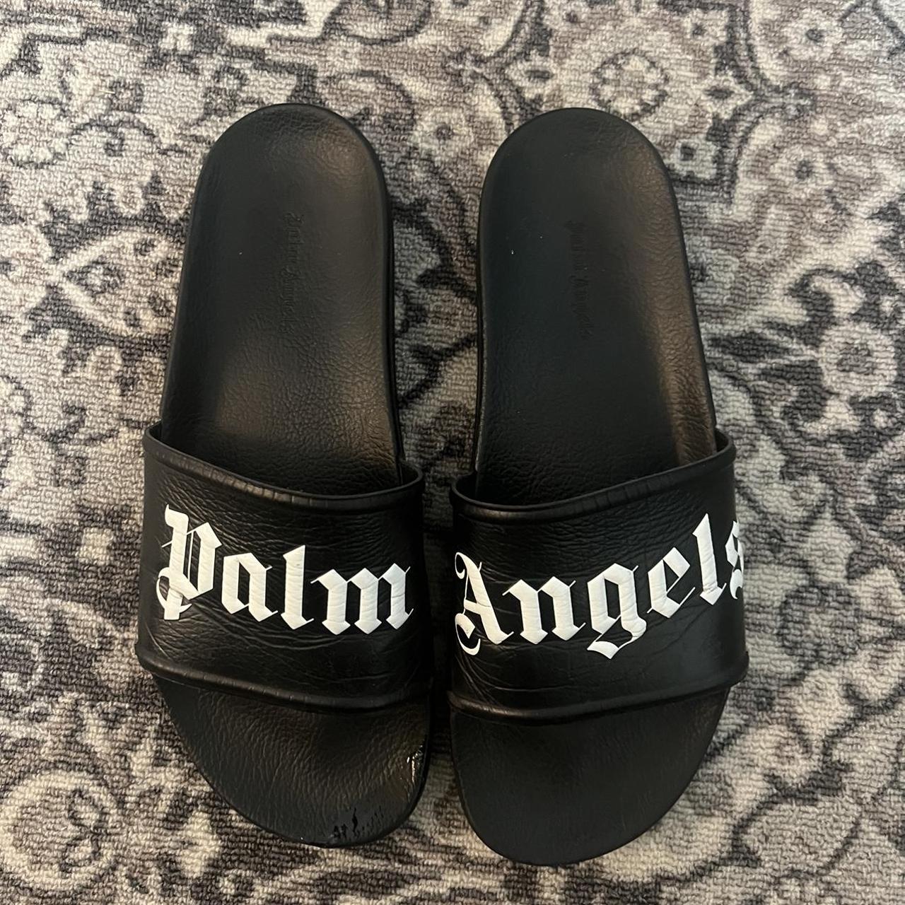 used palm angel slides, pretty worn but print on... - Depop