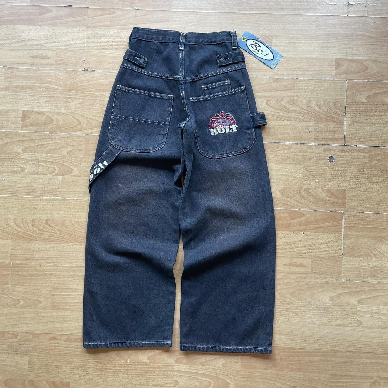 Vintage Bolt Embroidered Denim Carpenter Jeans ... - Depop