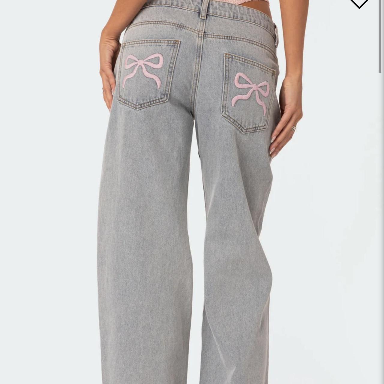 Viral Edikted Bow Pocket Relaxed Jeans Size M... - Depop