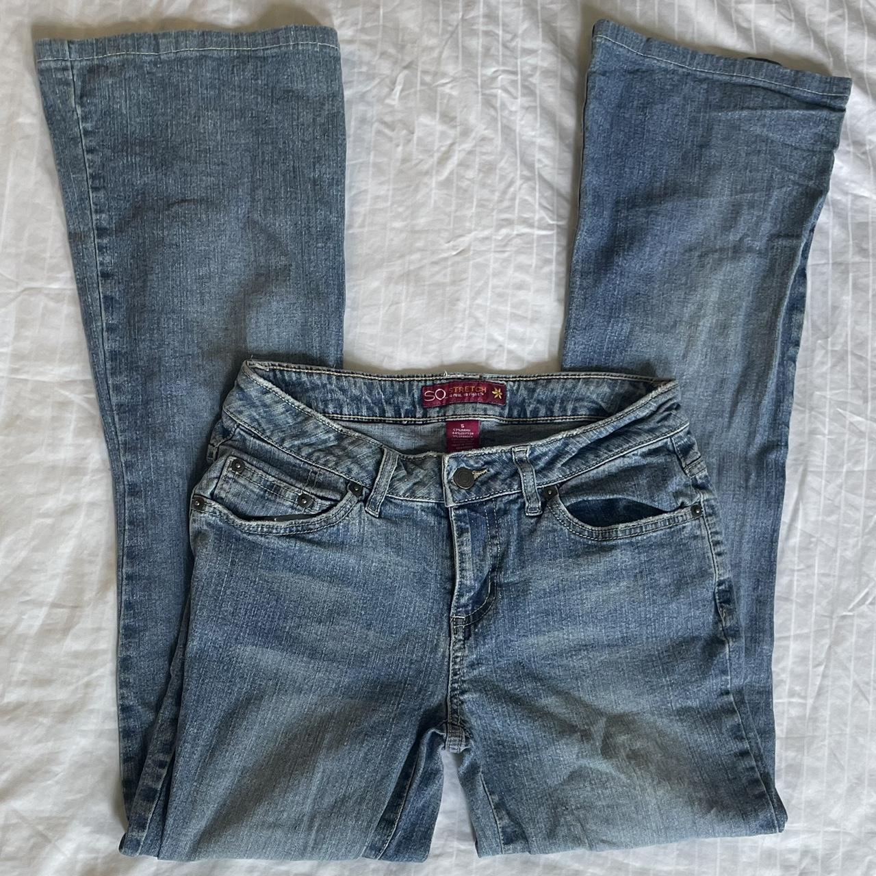 2000s light/med wash low rise flare jeans by... - Depop