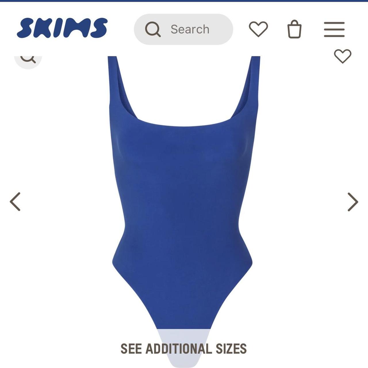blue skims square neck bodysuit size small brand new... - Depop