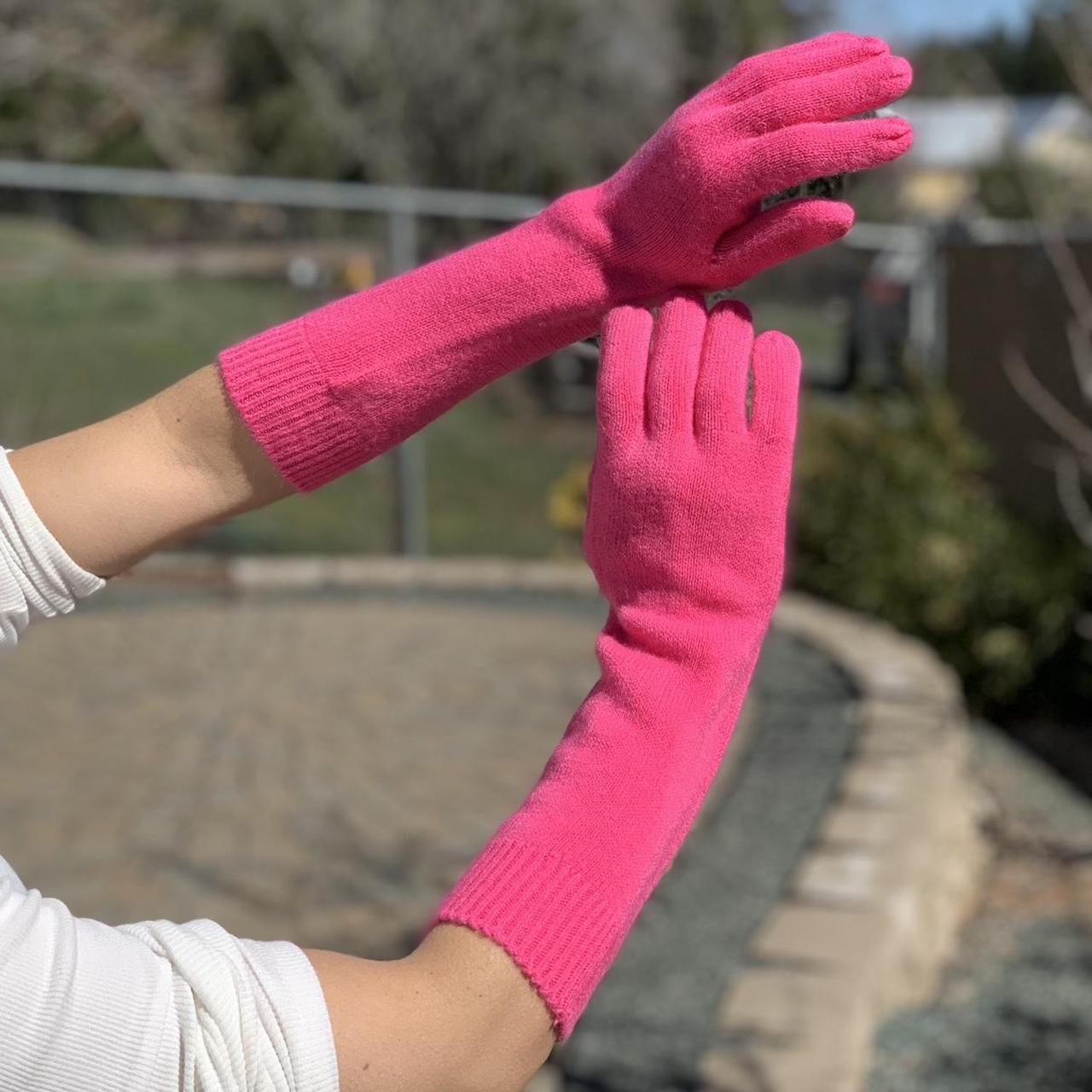 Vintage early 2000s bright pink long gloves 🧵... - Depop