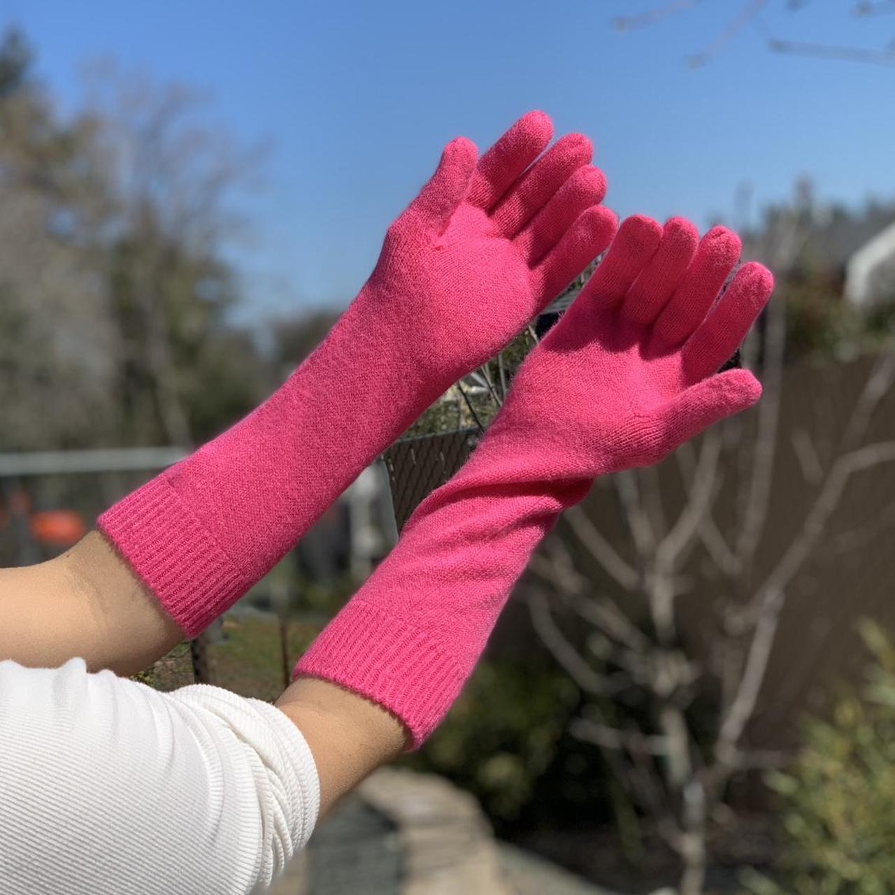 Vintage early 2000s bright pink long gloves 🧵... - Depop