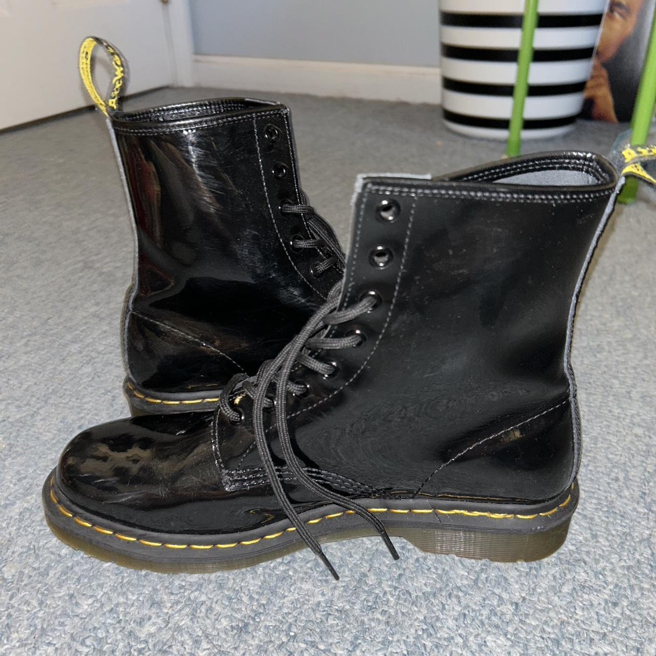 Super cute shiny Black Dr. Martens 1460 boots! Only... | Depop