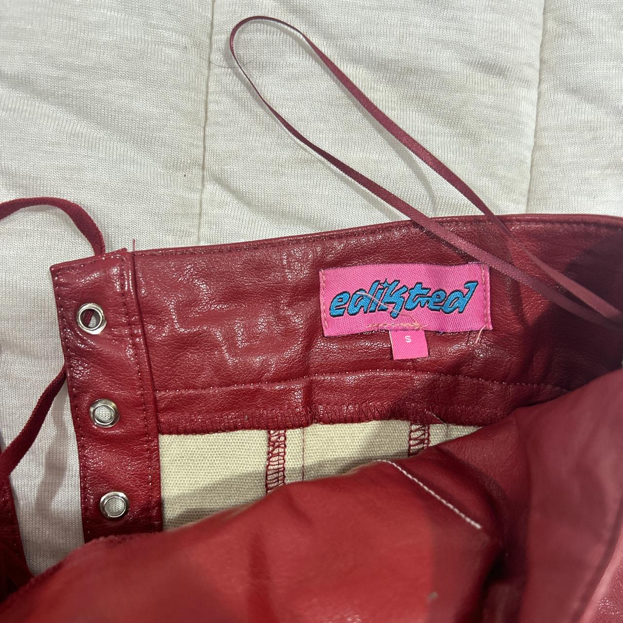 red edikted “moss lace up strapless faux leather... - Depop