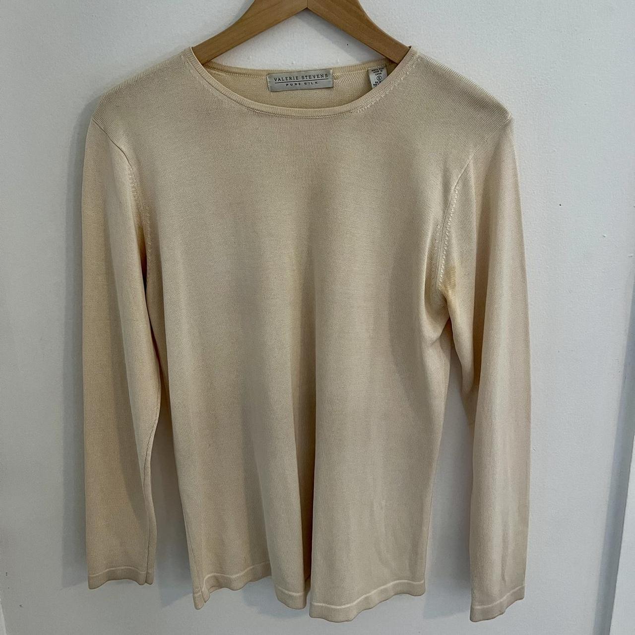 Valerie Stevens cream lightweight long sleeve top.... | Depop