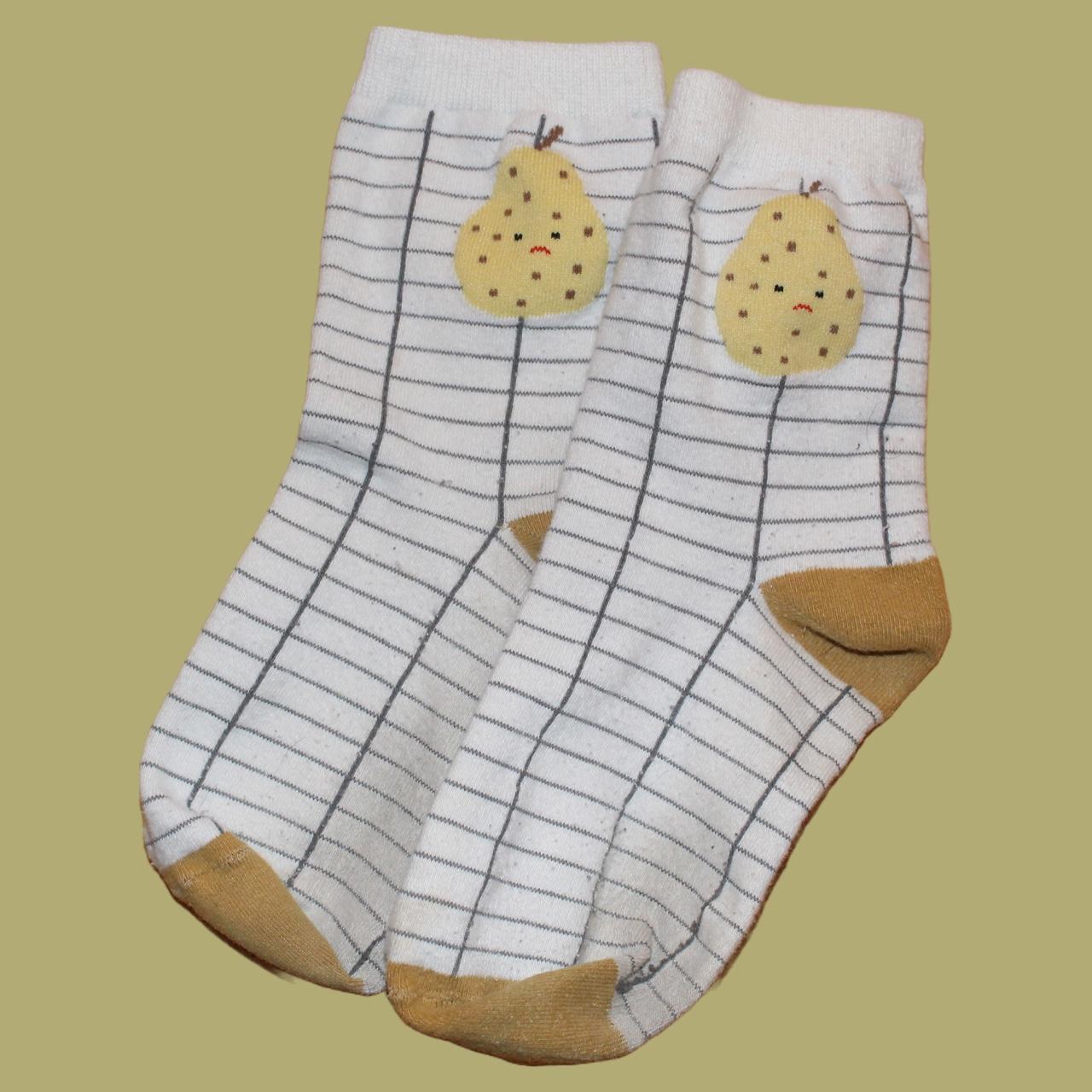 Pear fruit grid socks #kidcore #fruit - Depop