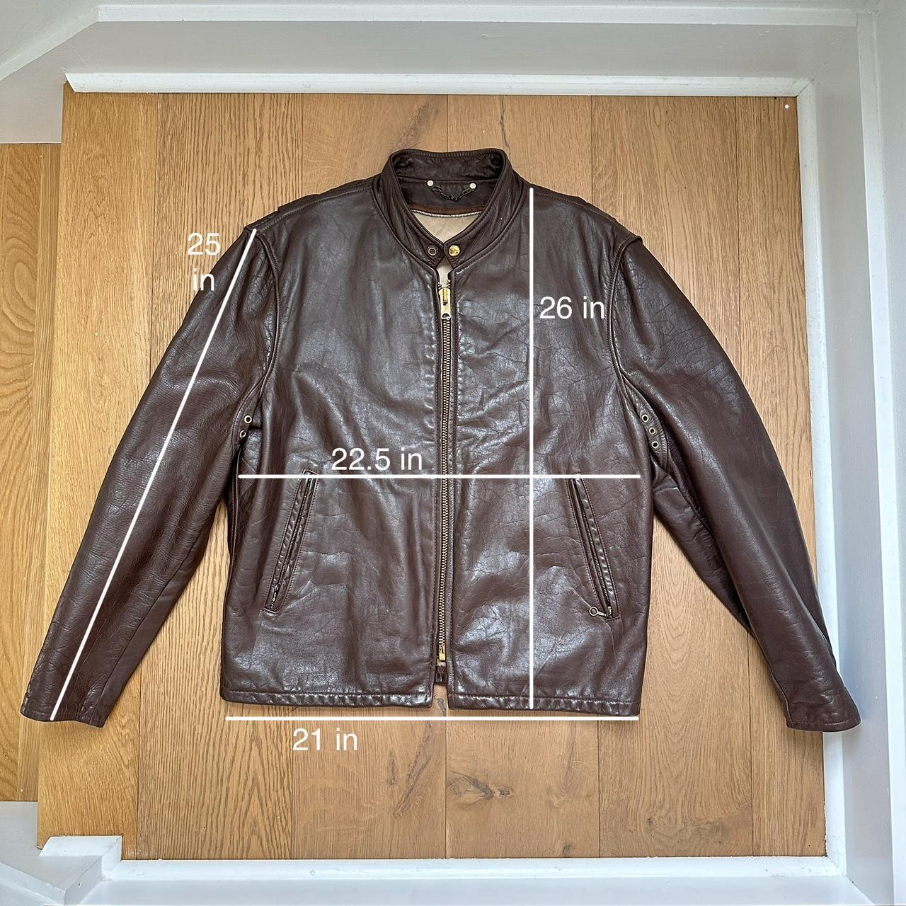 vintage boxy brown leather jacket, very sturdy size... - Depop