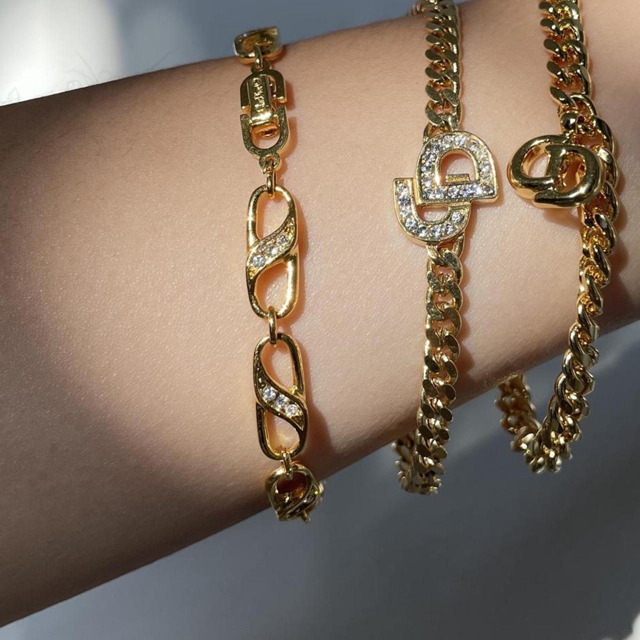 Vintage Christian Dior chain bracelet in gold... - Depop