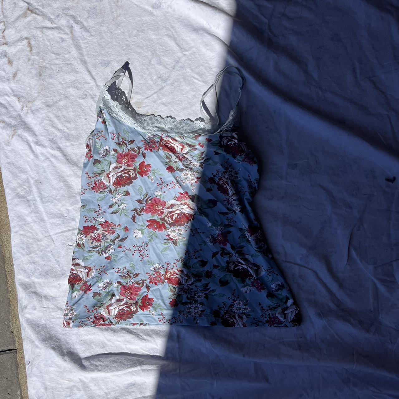vintage jockey floral lace trim singlet stunning... - Depop