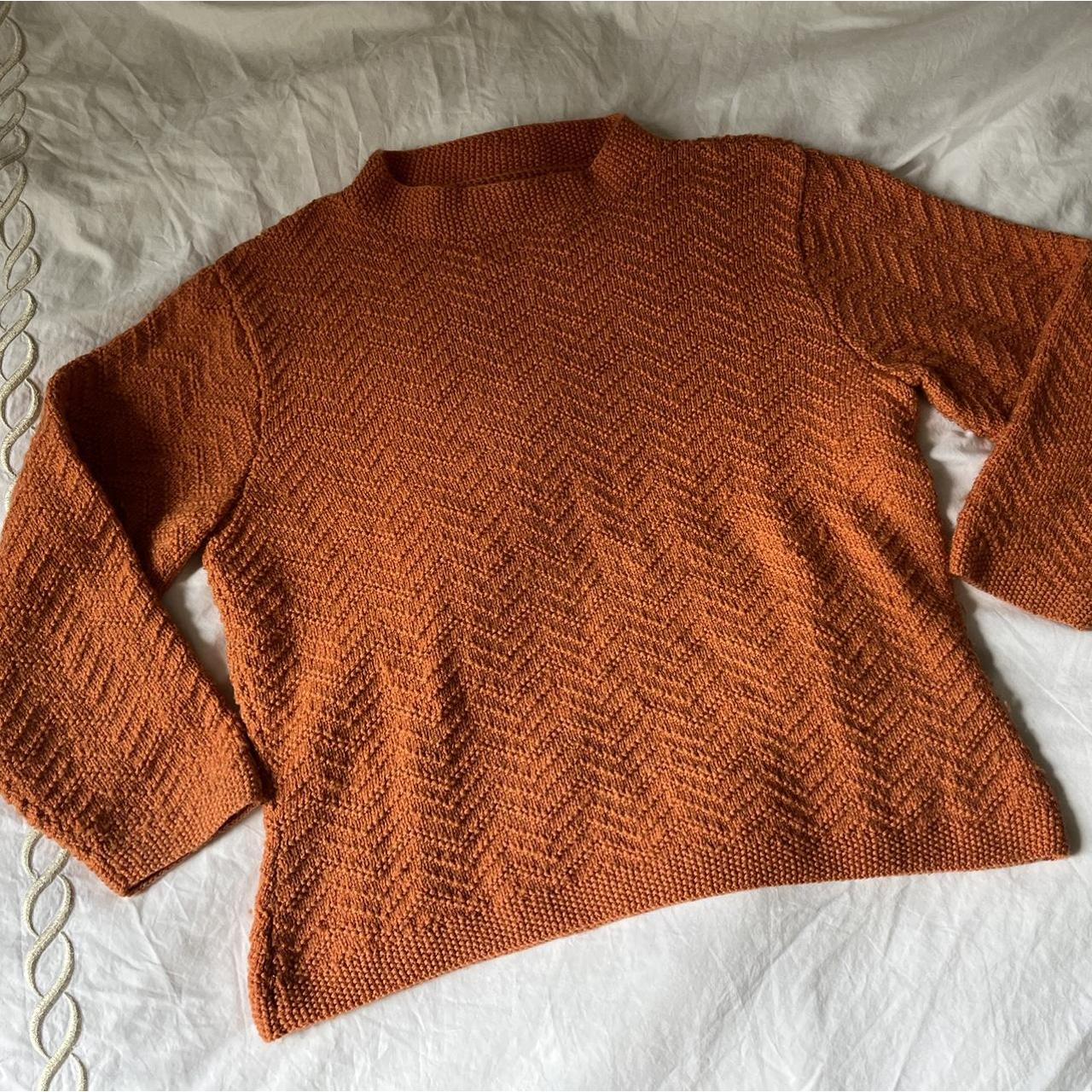 Handmade rusty orange knit long sleevesweater fits... - Depop