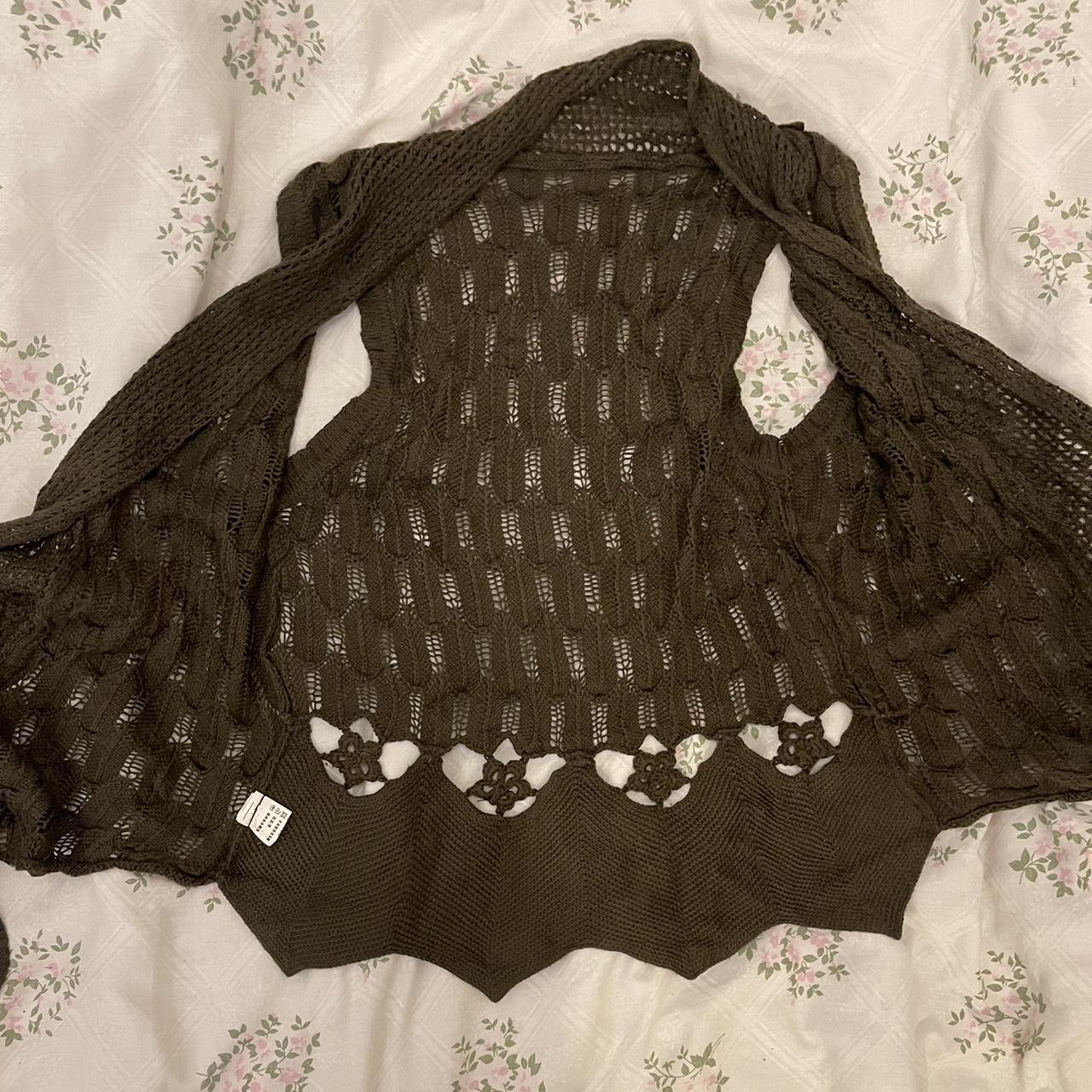 earth green fairycore twee kitted sleeveless... | Depop