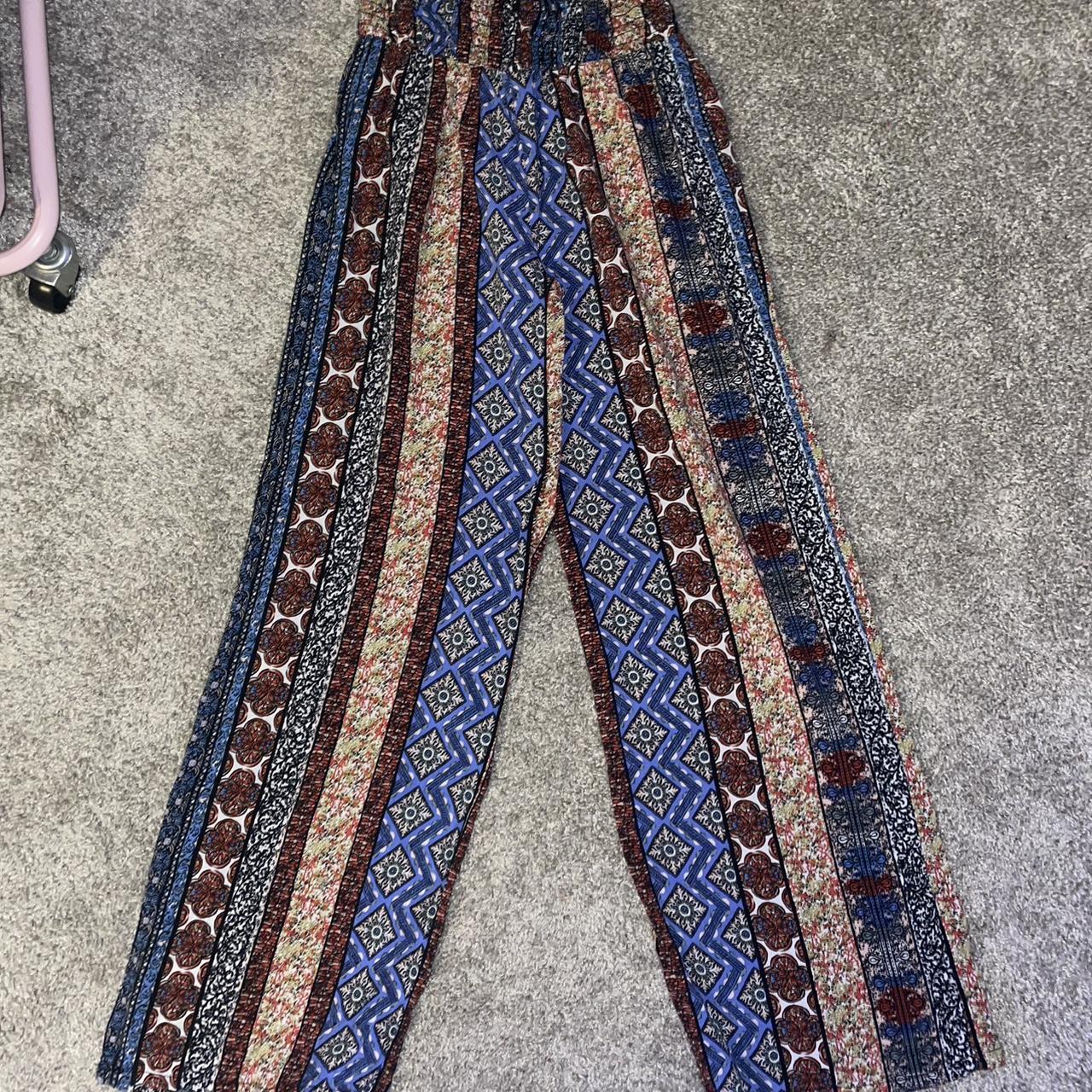 multi patterned wide leg pants! #hippie #pattern - Depop