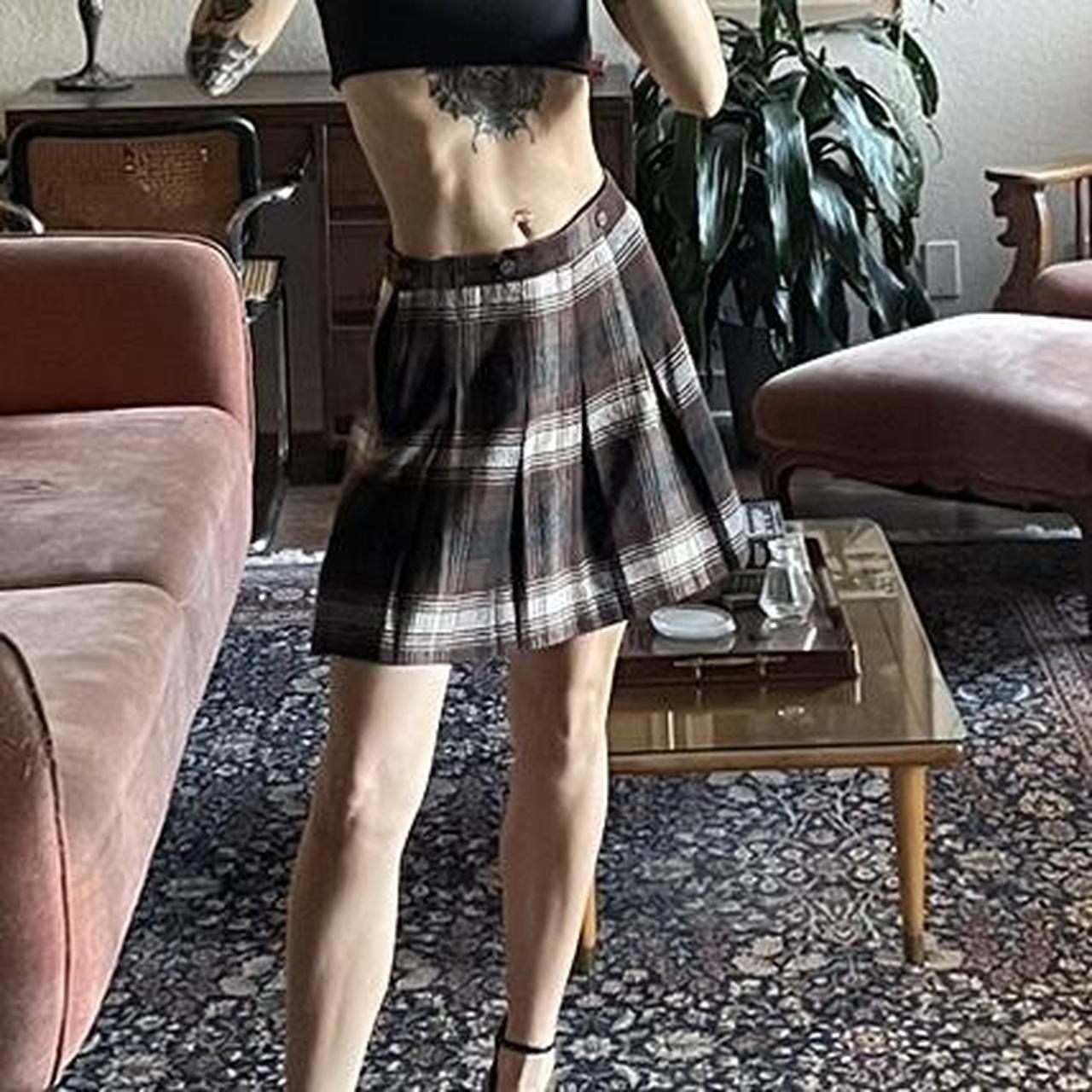 Vintage plaid Pleated mini skirt Size 25” Great... - Depop