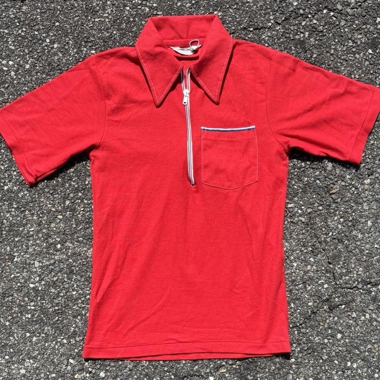 1970s Dagger Collar Half Zip Polo Men’s Small... | Depop