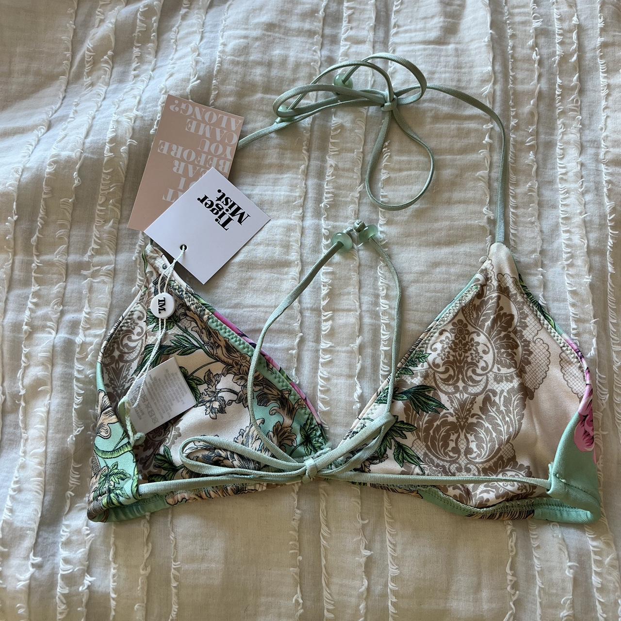 tiger mist floral summer bikini top - Depop