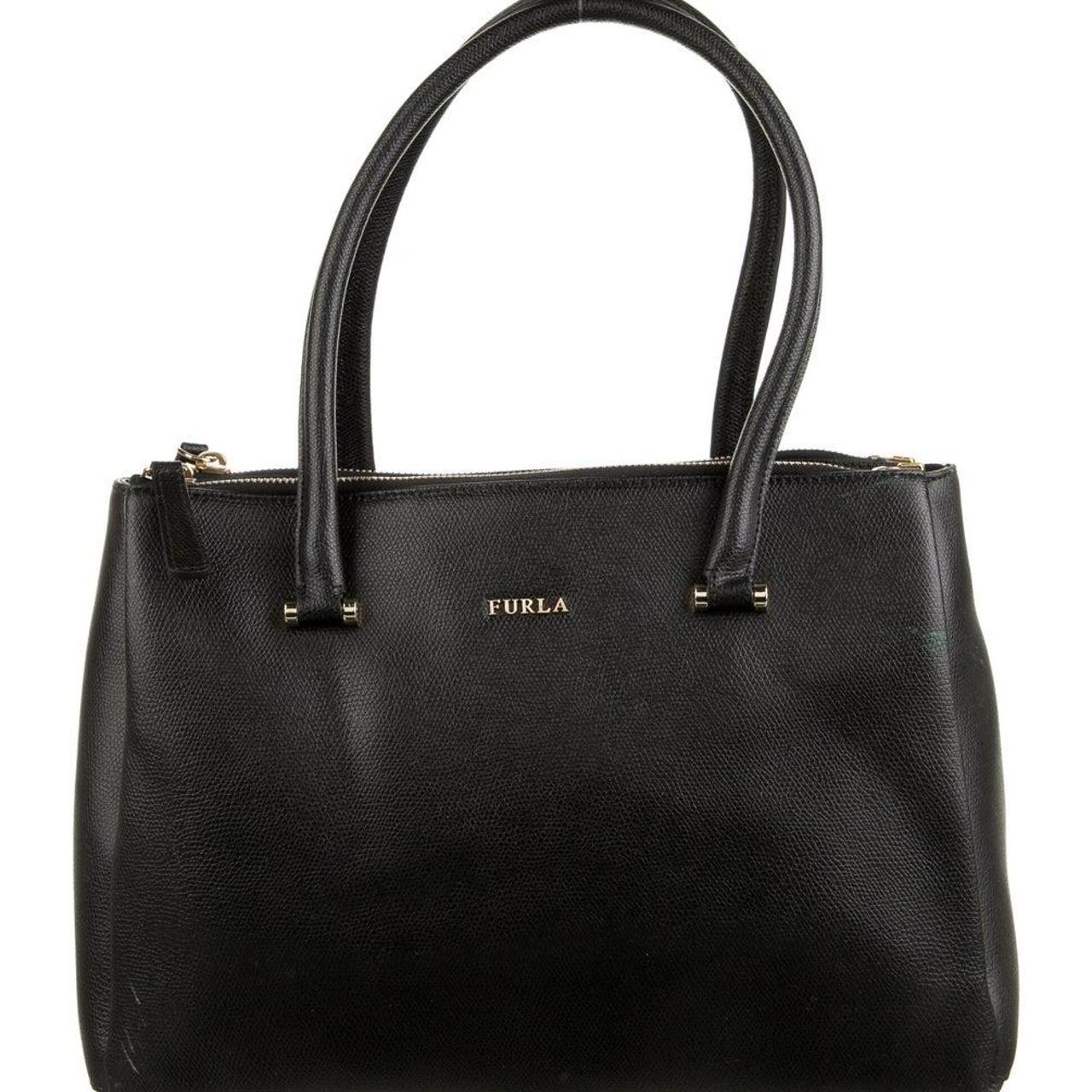 Italian black Leather Furla brand handbag. Like... - Depop
