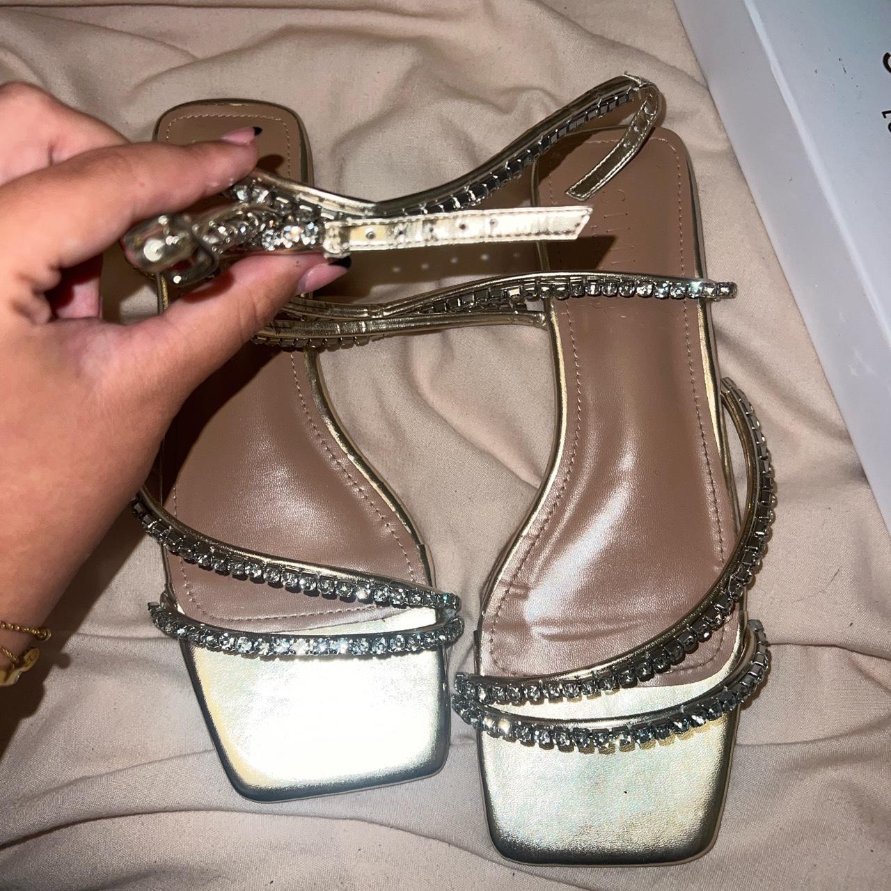 Simmi London Gold diamente flat sandals Worn once... - Depop