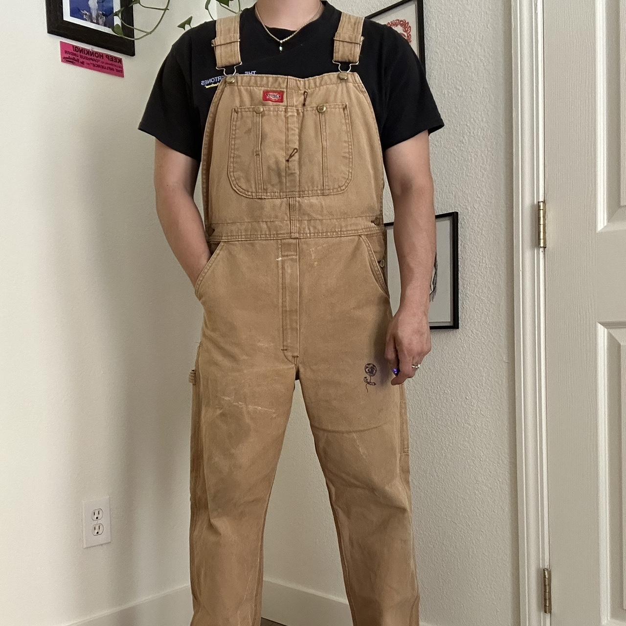 Vintage dickies overalls/ size 30x30 Tan dickies... | Depop