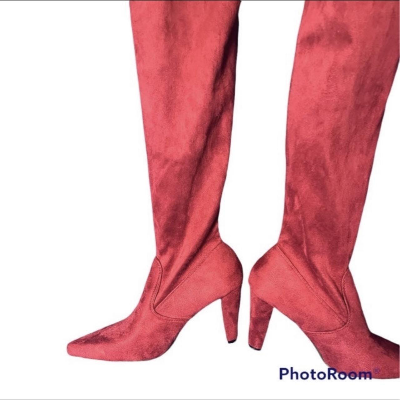 Ladies RED over knee boots Wild Diva Camel Suede... - Depop