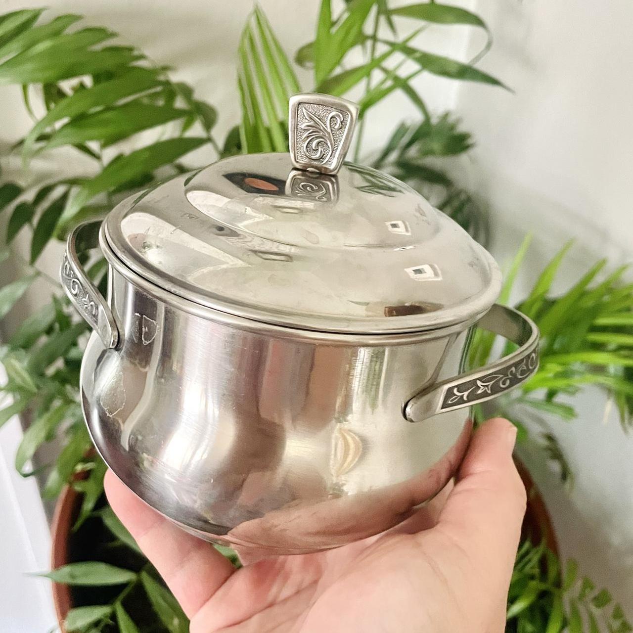 Vintage Mini Stainless Steele Mini Pot With Lid... - Depop