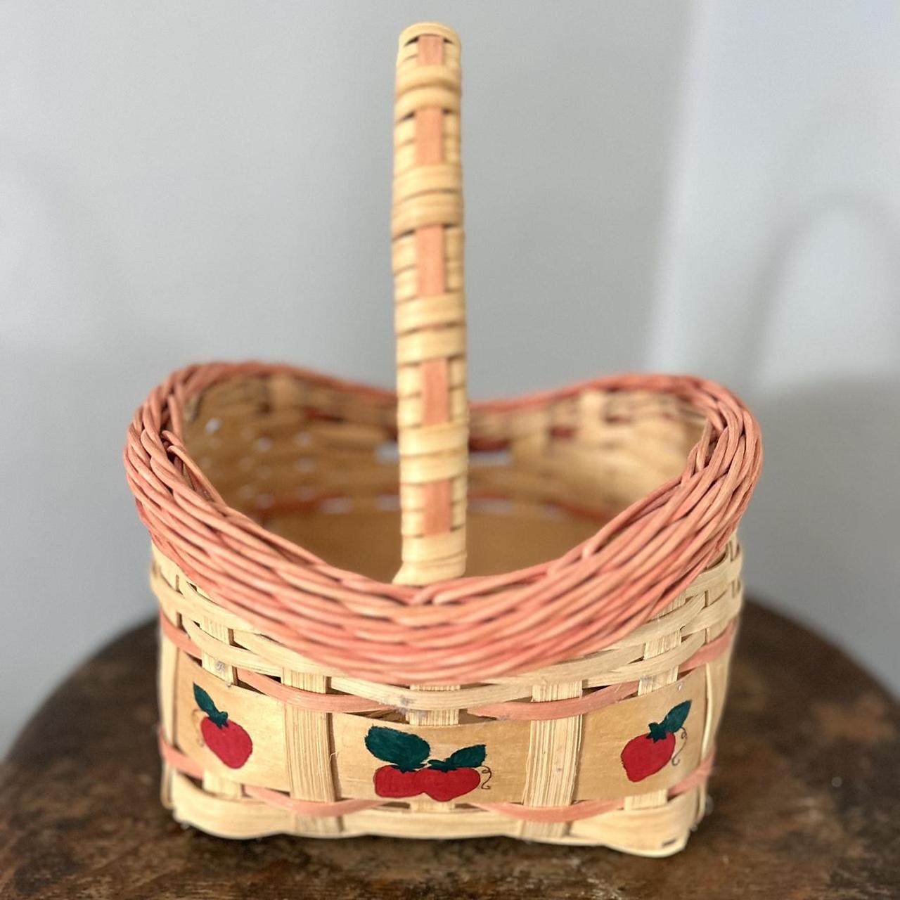Vintage Hand Painted Strawberry Cottage Core Basket.... - Depop