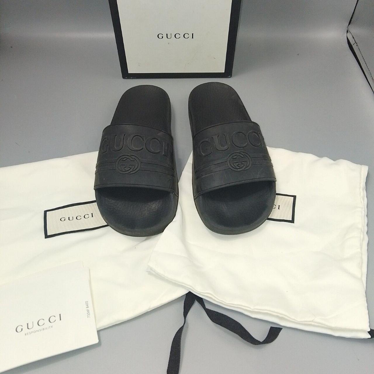 Size UK 4 EU 37 Gucci Sliders Stunning Black... - Depop