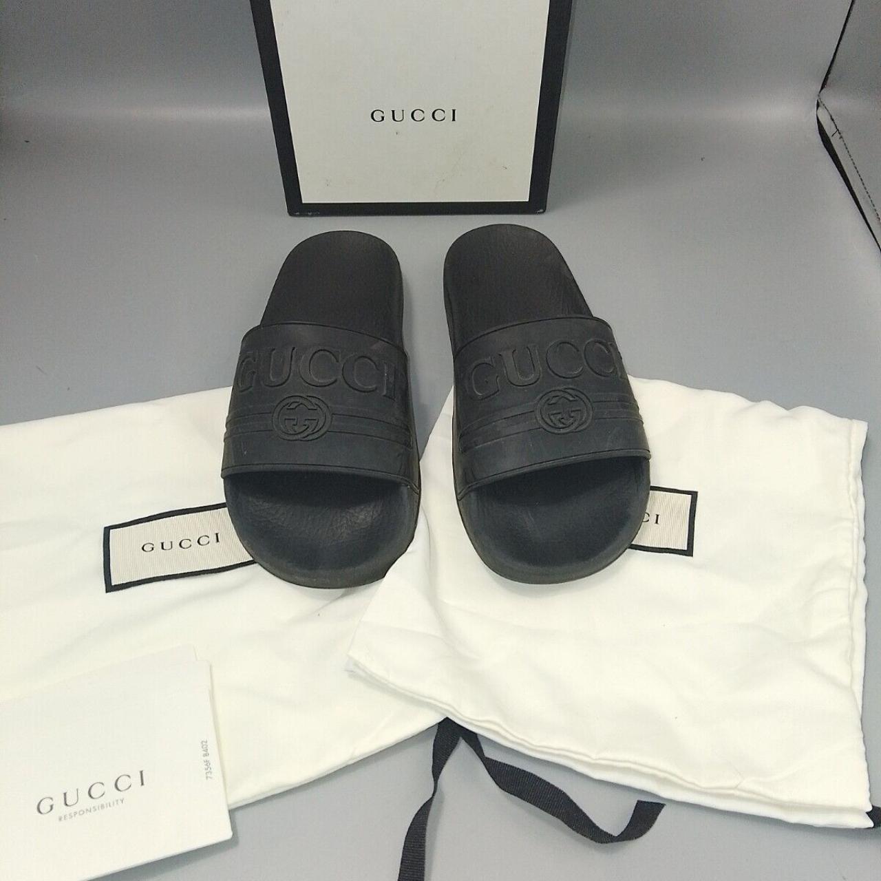 Size UK 4 EU 37 Gucci Sliders Stunning Black... - Depop
