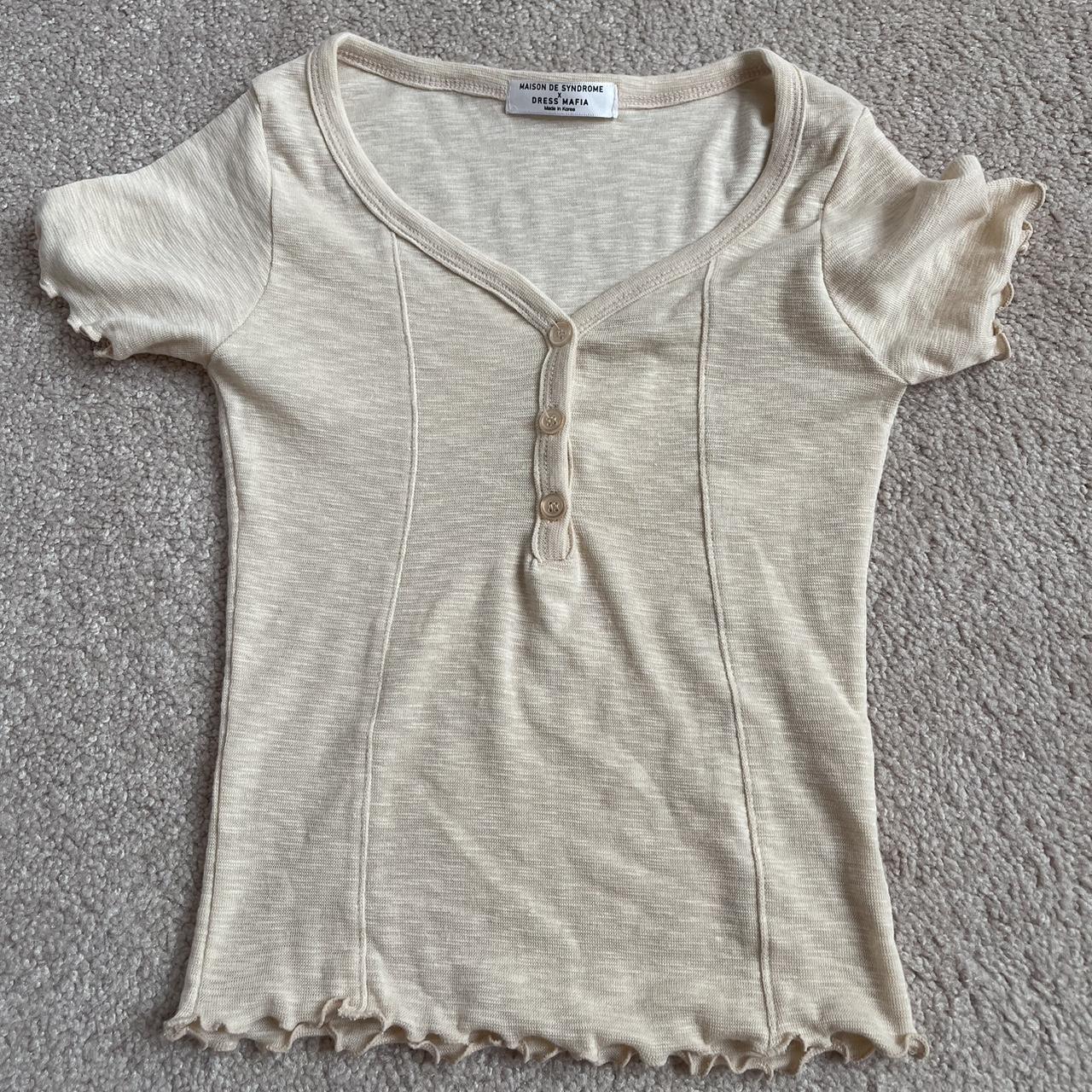 acubi club shirt from korea size xs, stretchy... - Depop