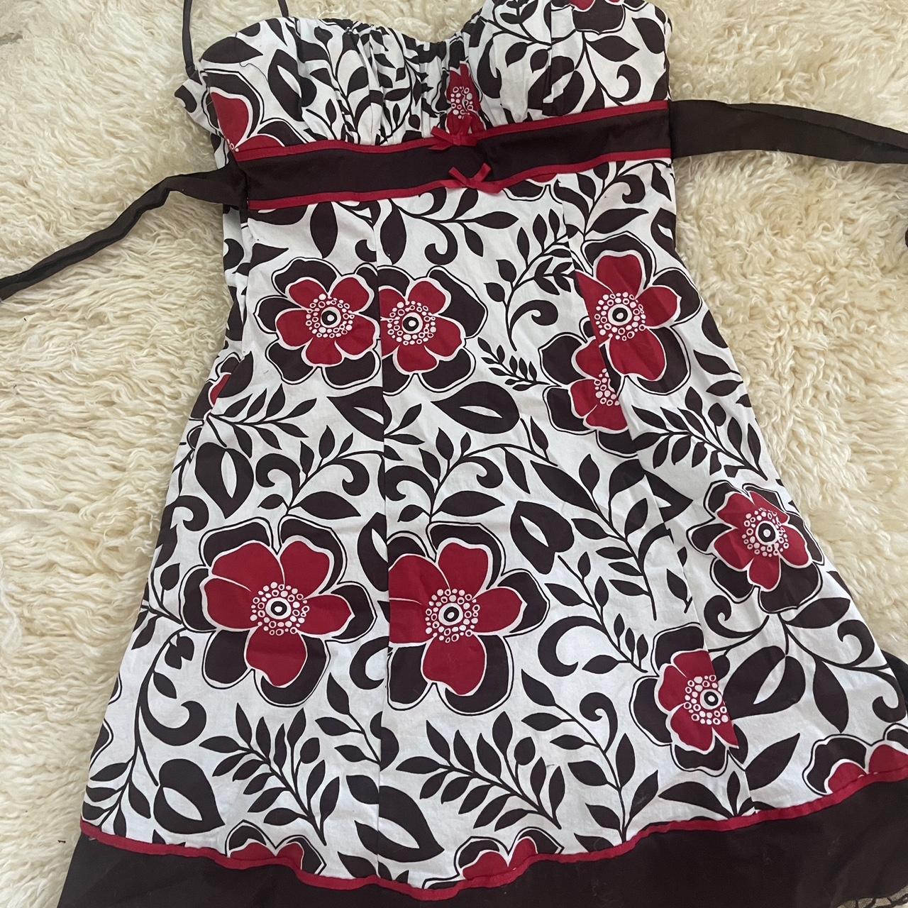 sweet dress with a beautiful pink and brown color... - Depop