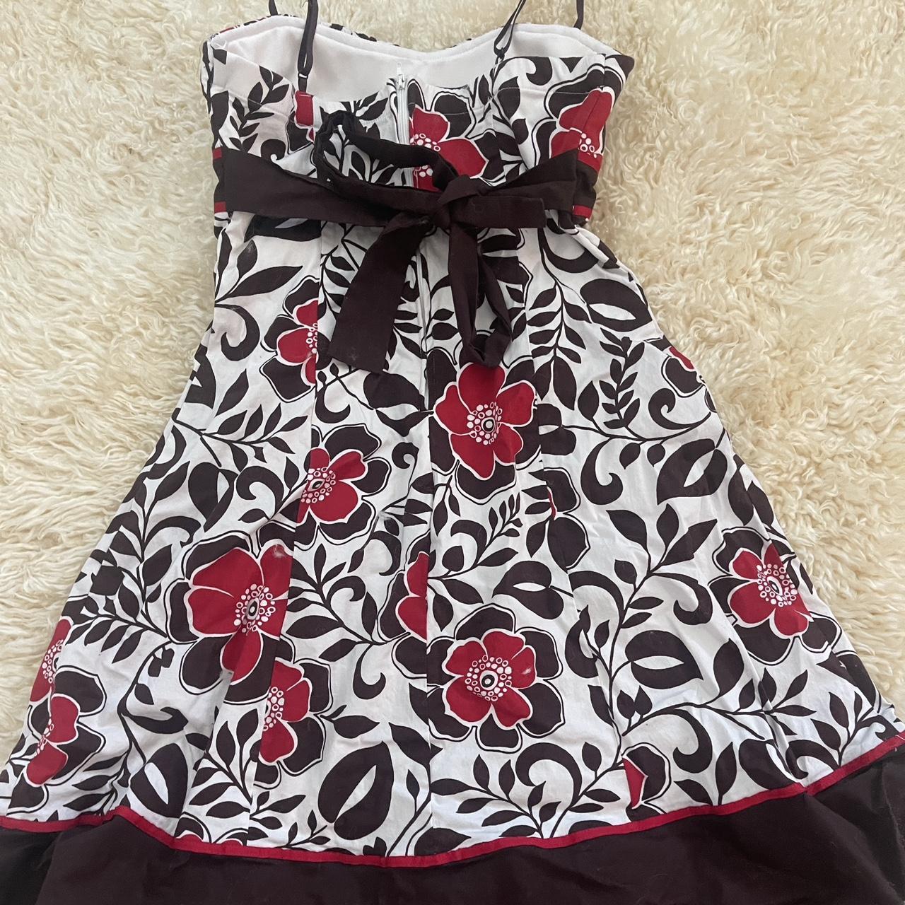 sweet dress with a beautiful pink and brown color... - Depop