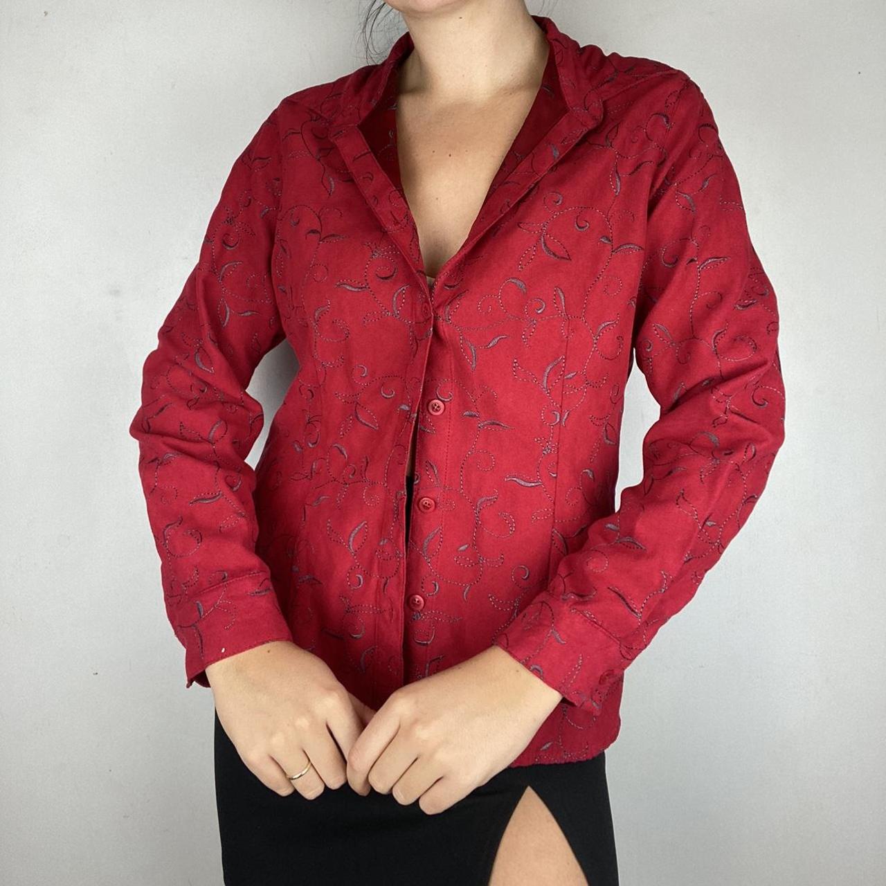 Women's Red and Black Blouse | Depop