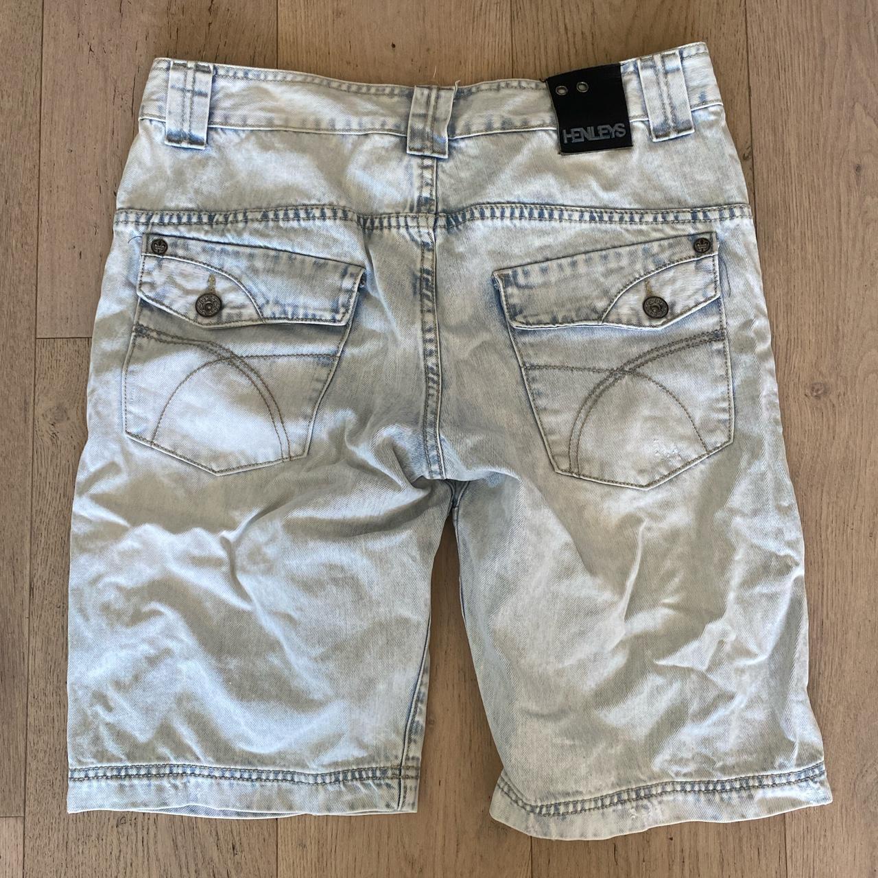 Men’s affliction style Jorts light wash denim Super... - Depop
